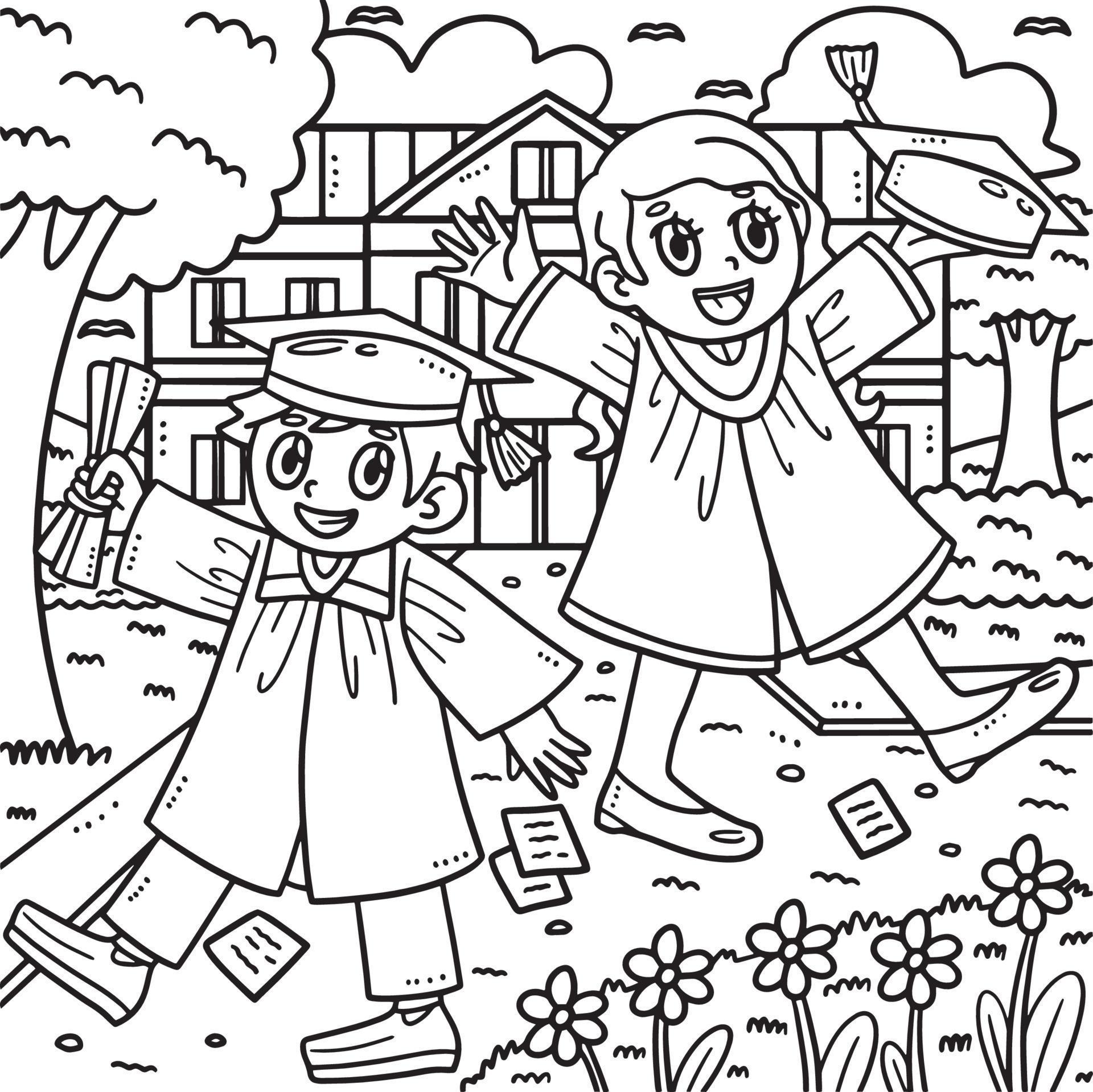 Happy Graduation Day Coloring Page for Kids 21516413 Vector Art at Vecteezy