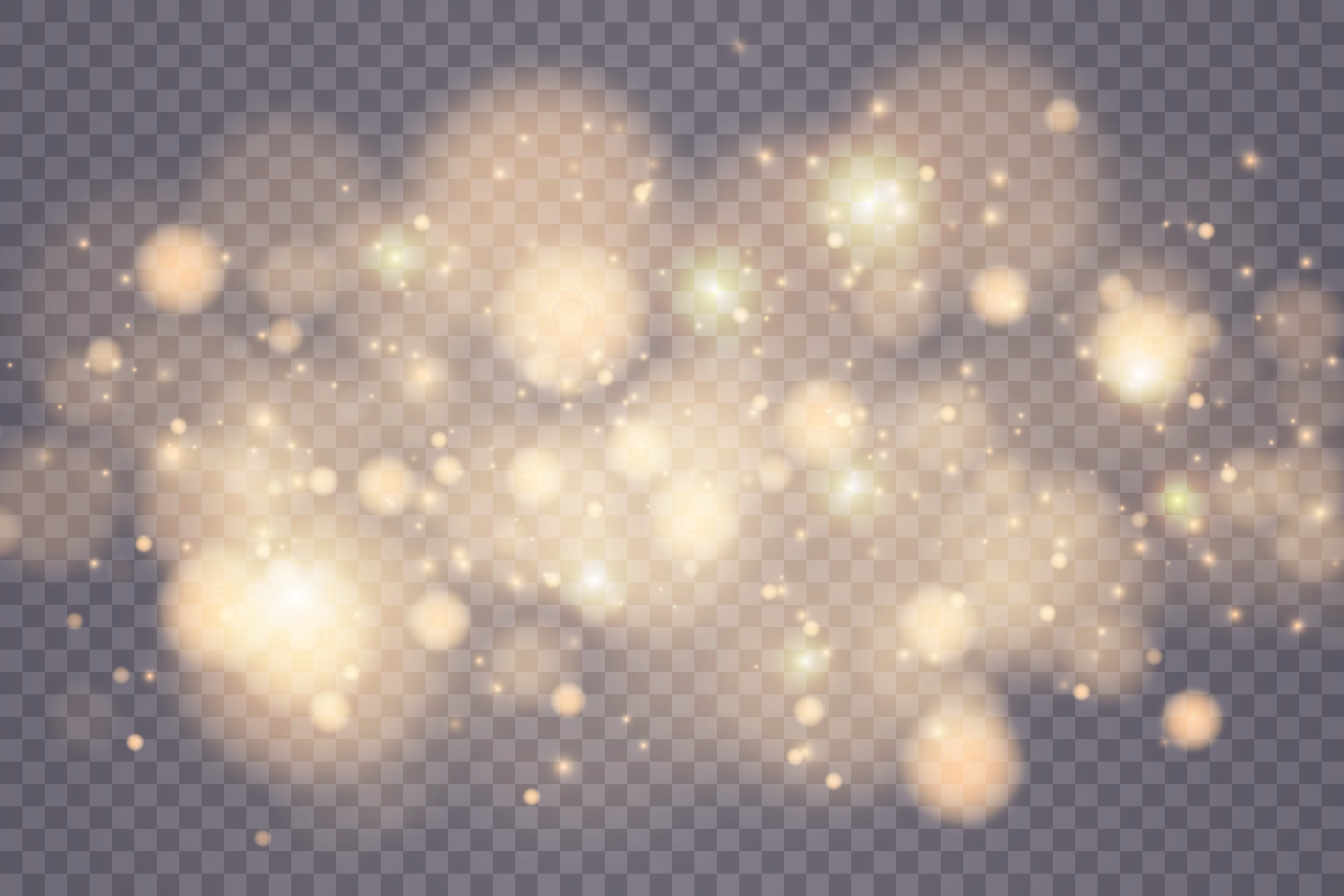 Golden Shining bokeh isolated on transparent background. Light isolated lights. Transparent ...