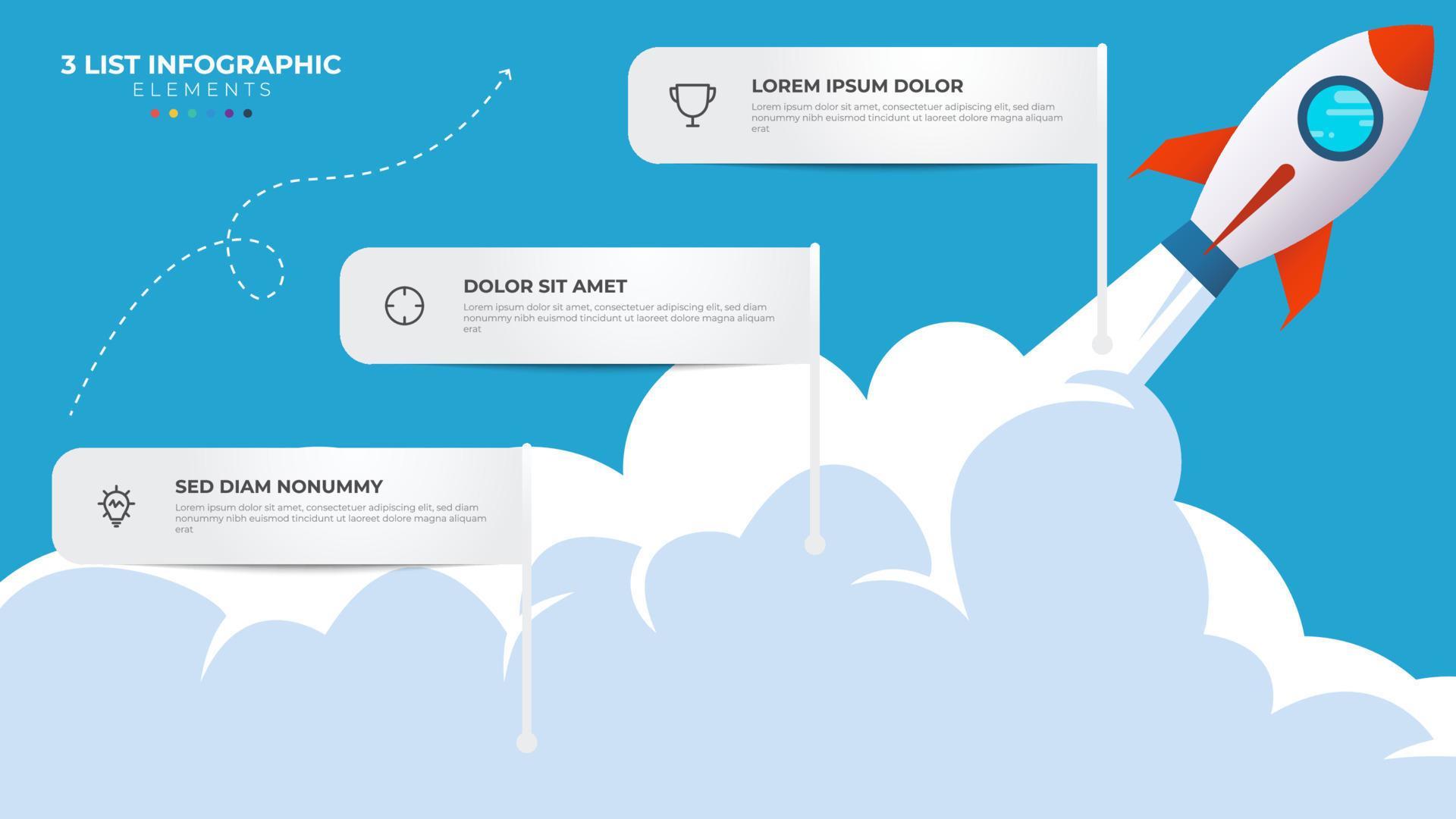 3 list of steps, layout diagram with stair level sequence, infographic ...