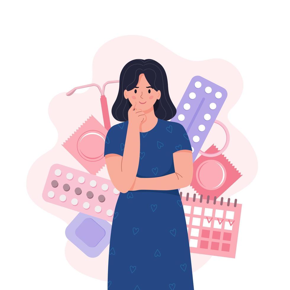 Different Types Of Female Contraception Concept Of Woman That Are