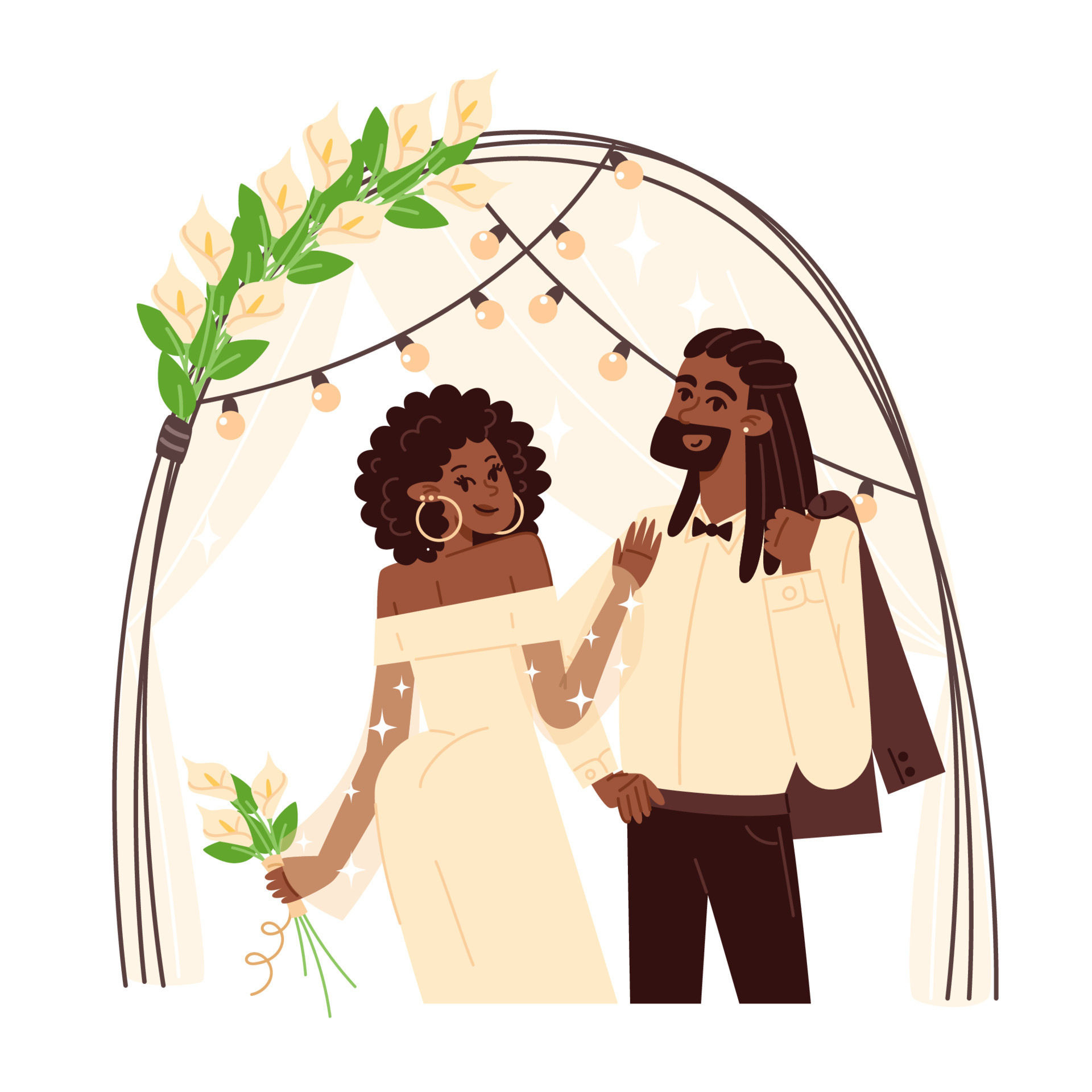 Bride And Groom Standing At The Wedding Altar 21518118 Vector Art At Vecteezy