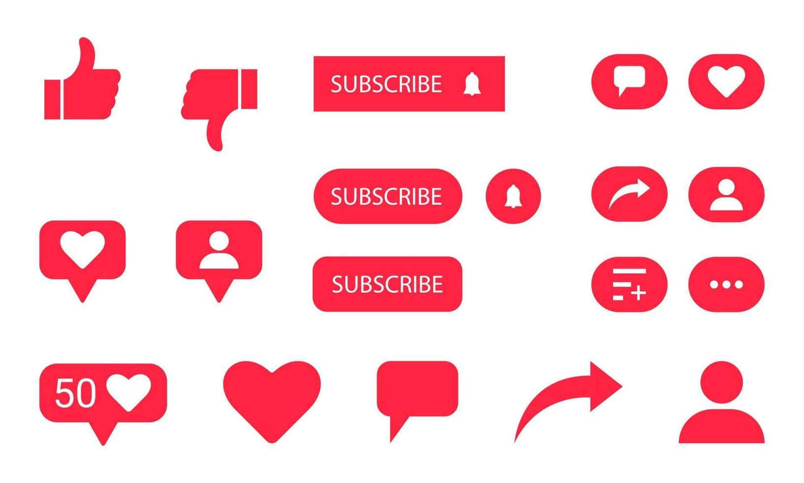 Icon Set For Social Networks Like Share Subscribe And Comment Vector 21518285 Vector Art At