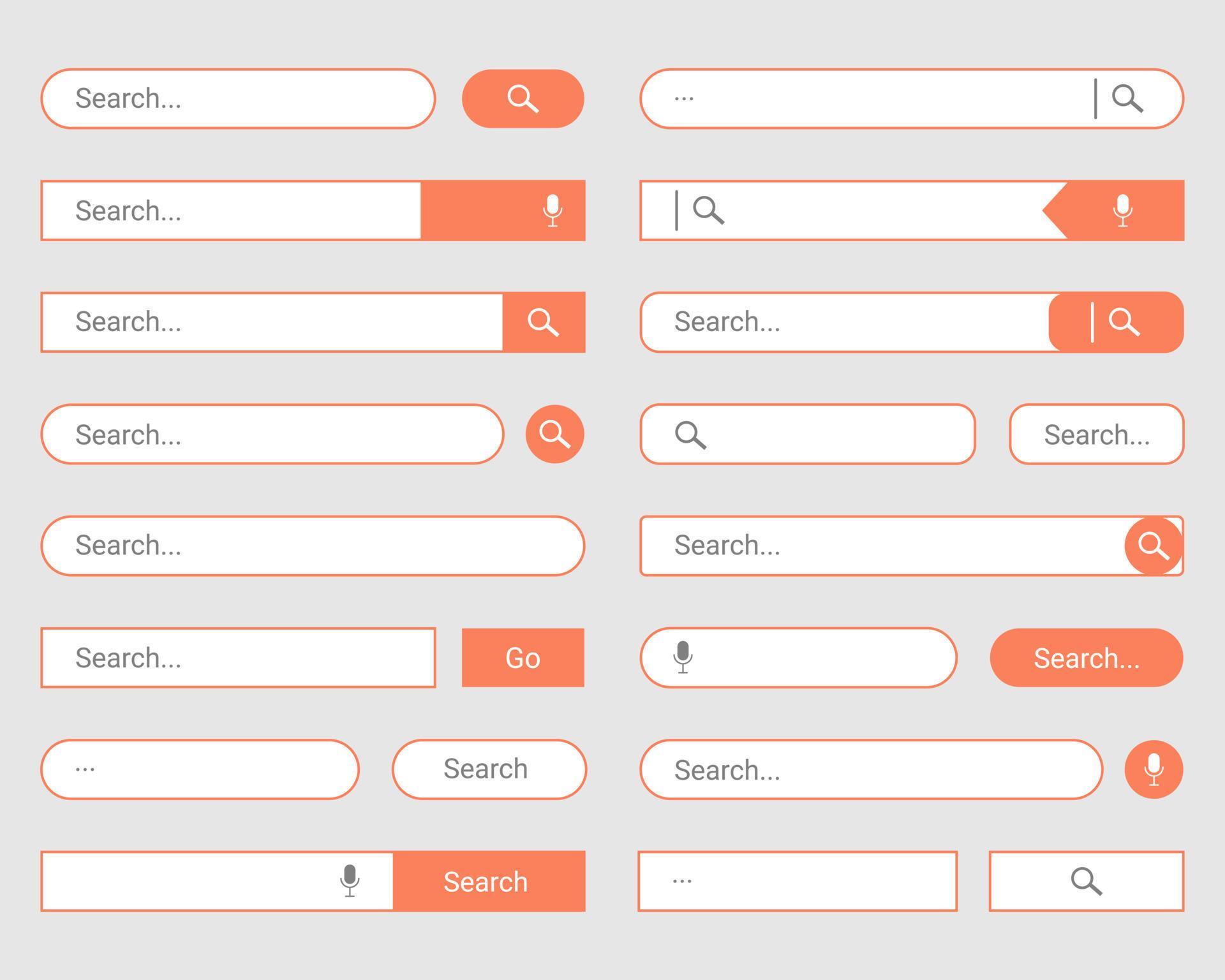 Search bar template set. Internet browser with search box, address bar and text field. User ...