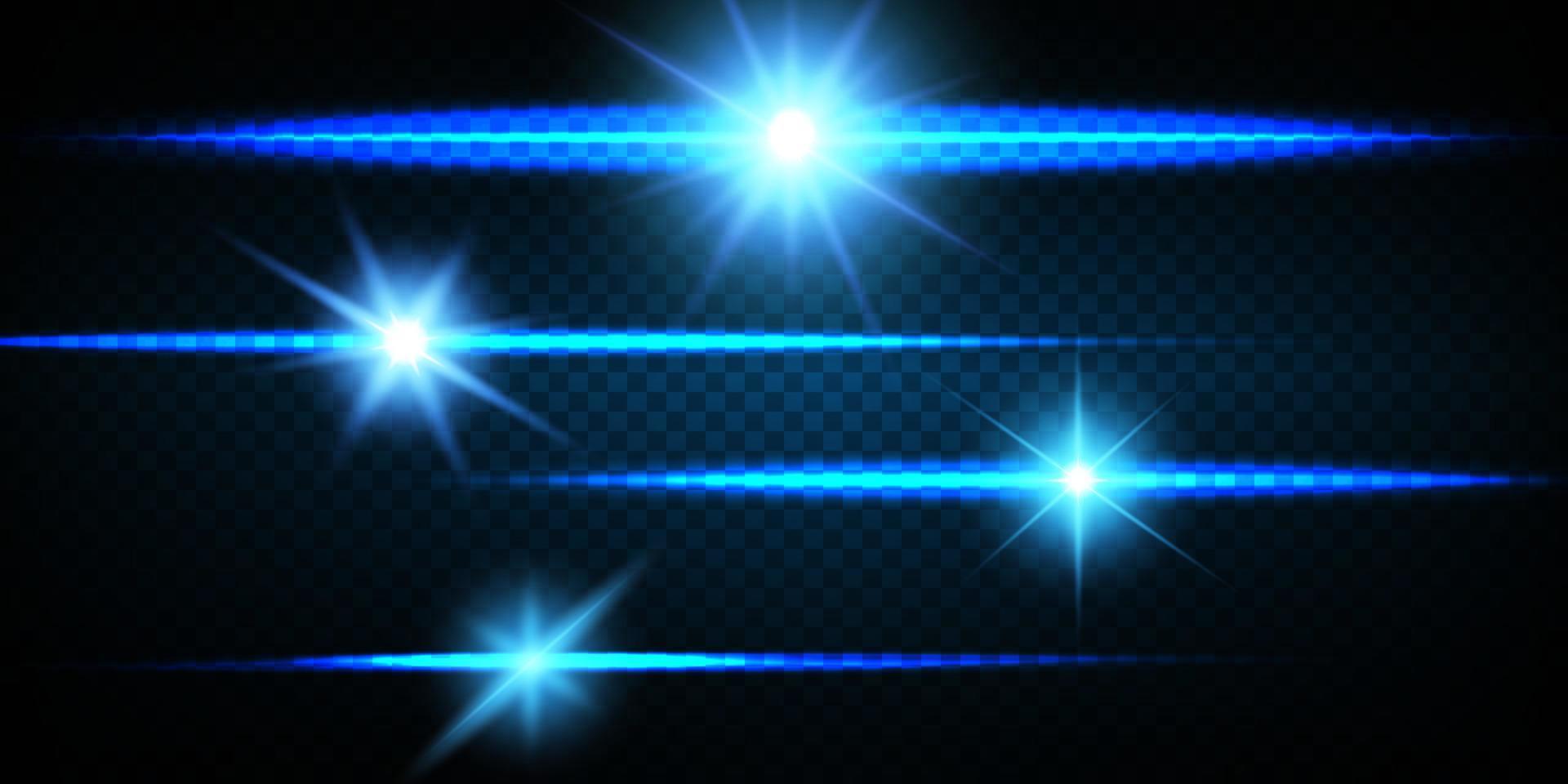 Set of Vector blue glowing light effect stars bursts with sparkles on transparent background ...
