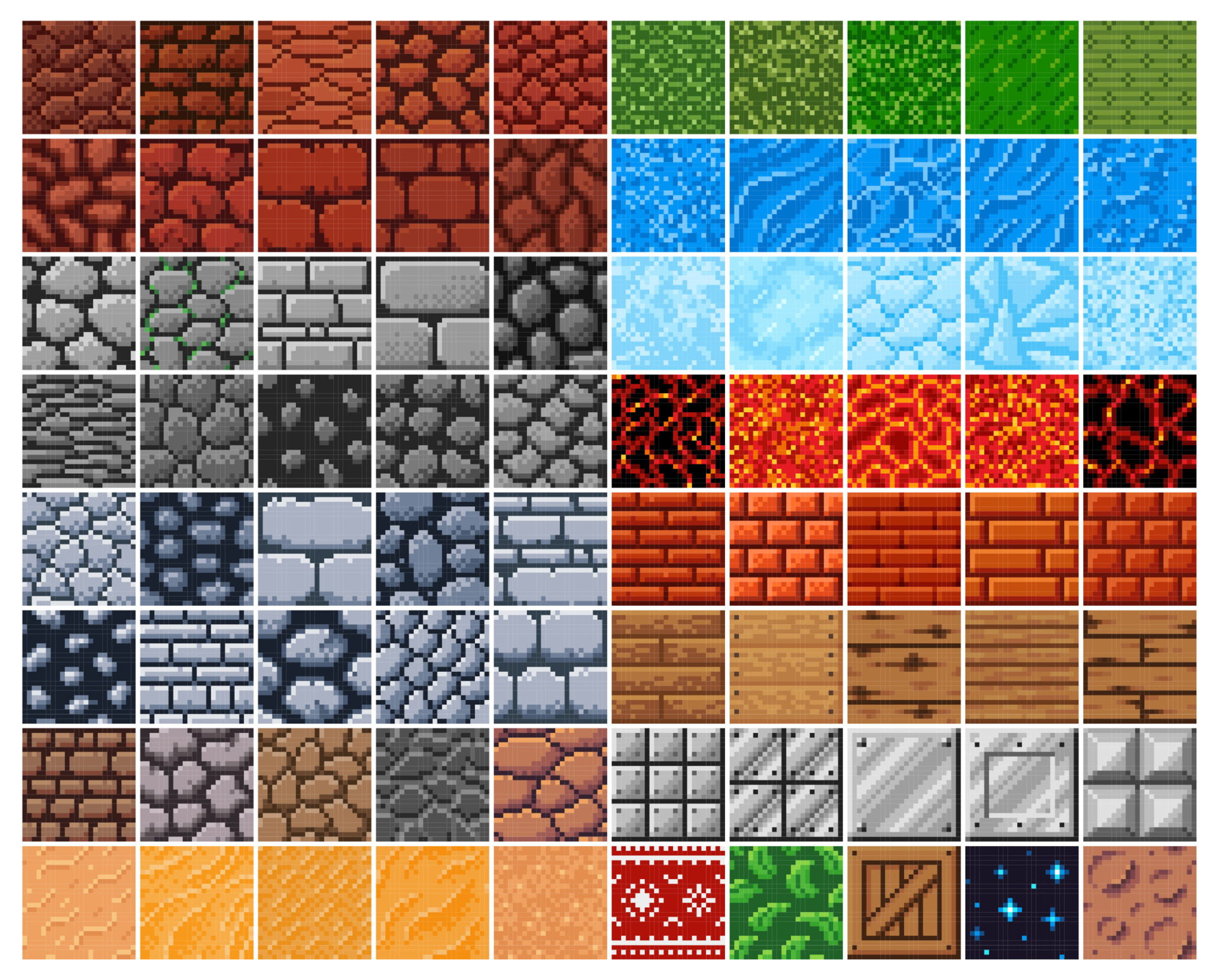 Retro 8 bit pixel surface patterns, stone, bricks 21519782 Vector Art ... Retro 8 bit pixel surface patterns, stone, bricks 21519782 Vector Art ...