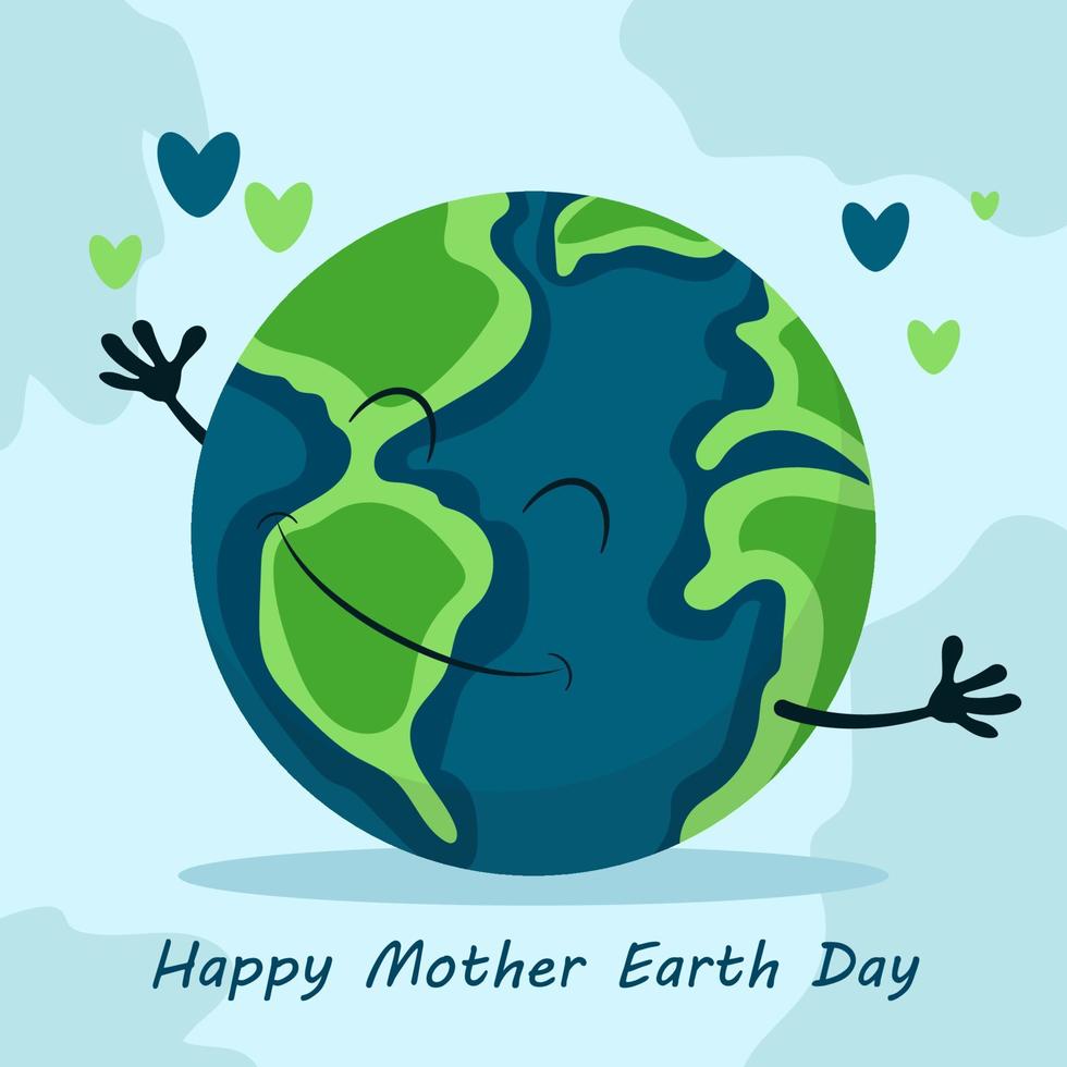 Happy Earth Day. Planet Earth Cartoon Character Smiling. Vector ... Happy Earth Day. Planet Earth Cartoon Character Smiling. Vector ...