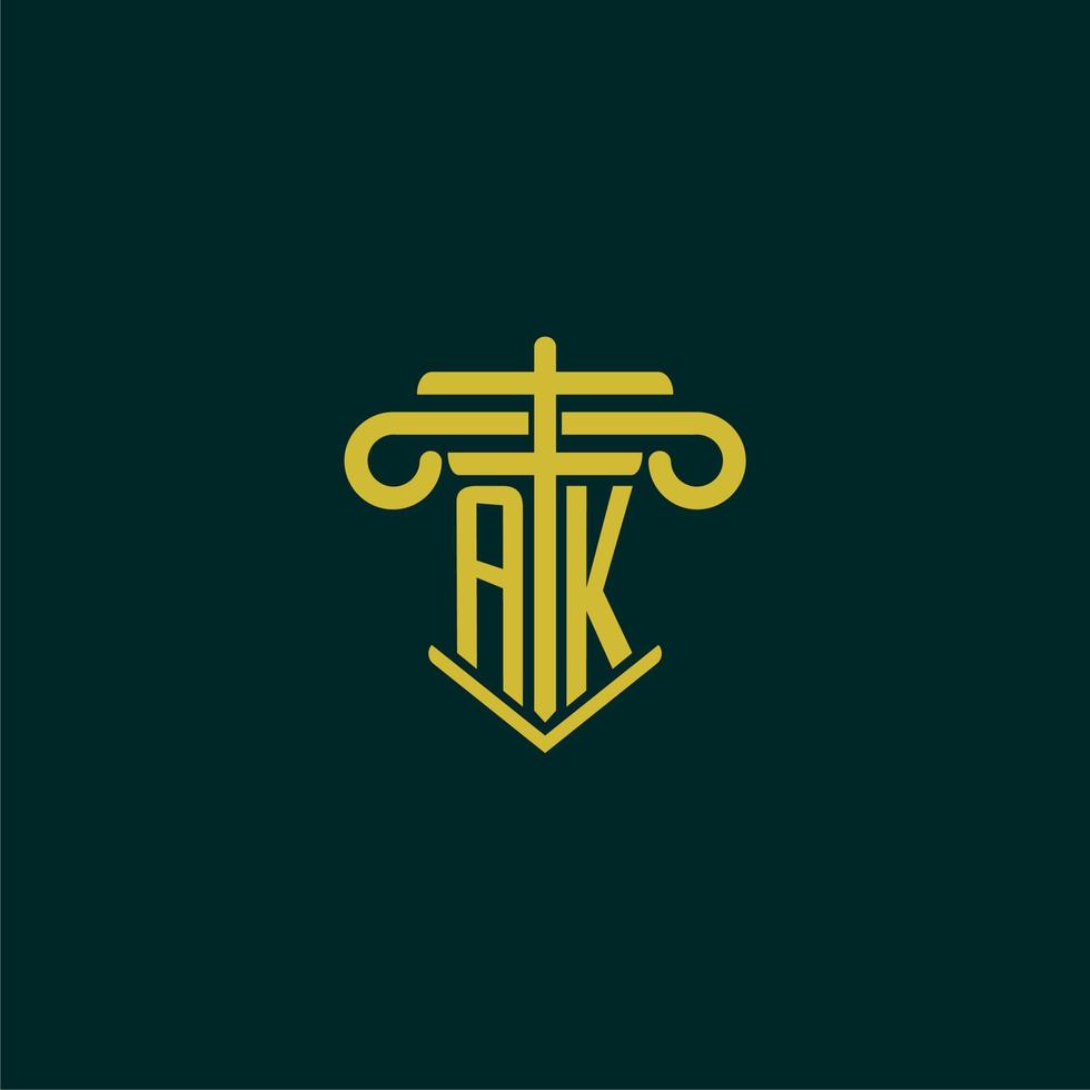 AK initial monogram logo design for law firm with pillar vector image ... AK initial monogram logo design for law firm with pillar vector image ...