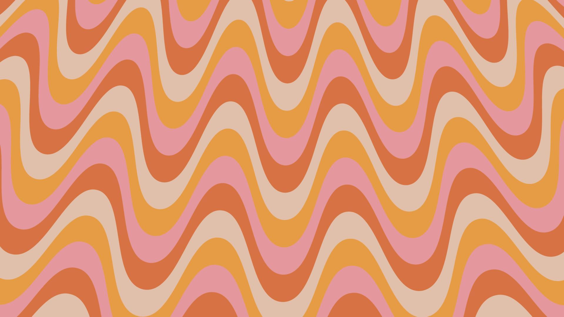 Groovy psychedelic wavy background in 70s style. Funky hippie backdrop ...