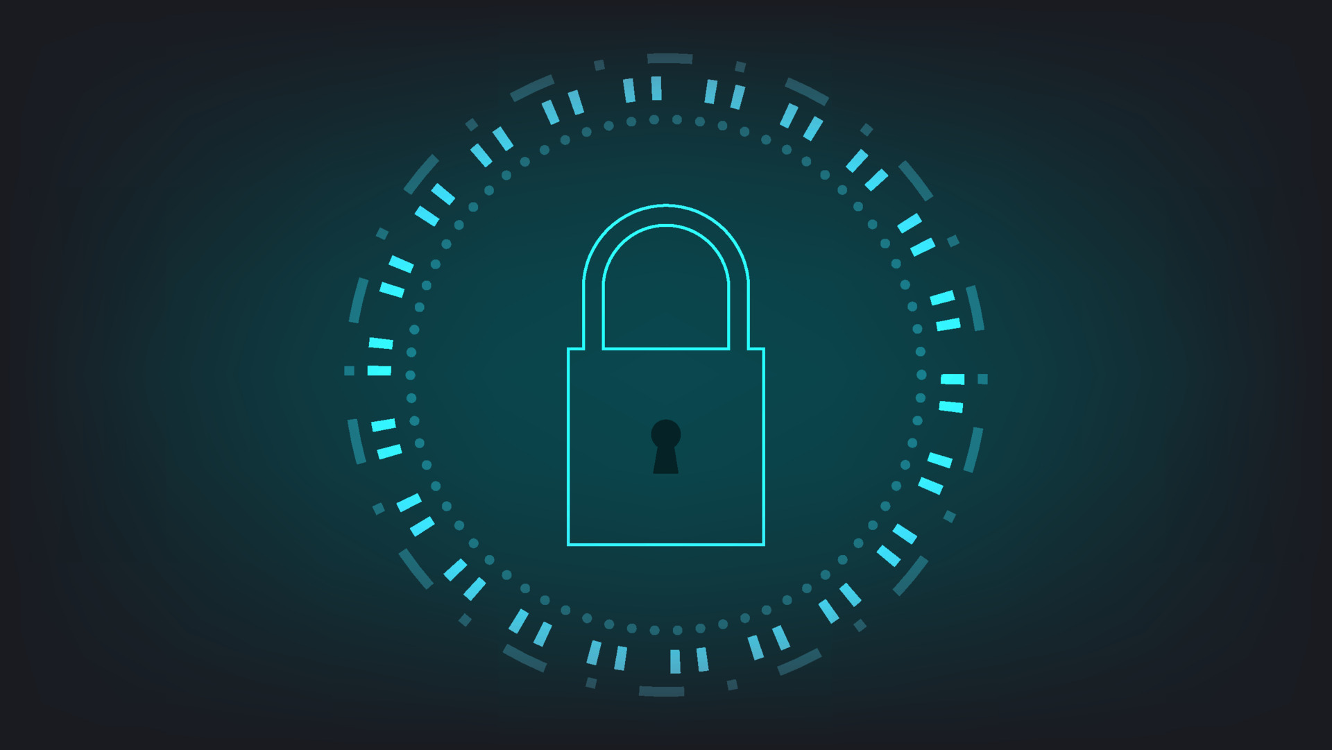 Digital Padlock With Virtual Screen On Dark Background Cyber Security