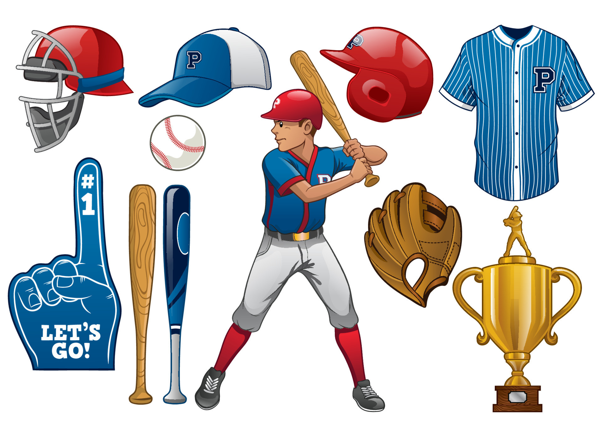 baseball elements in set 21521816 Vector Art at Vecteezy
