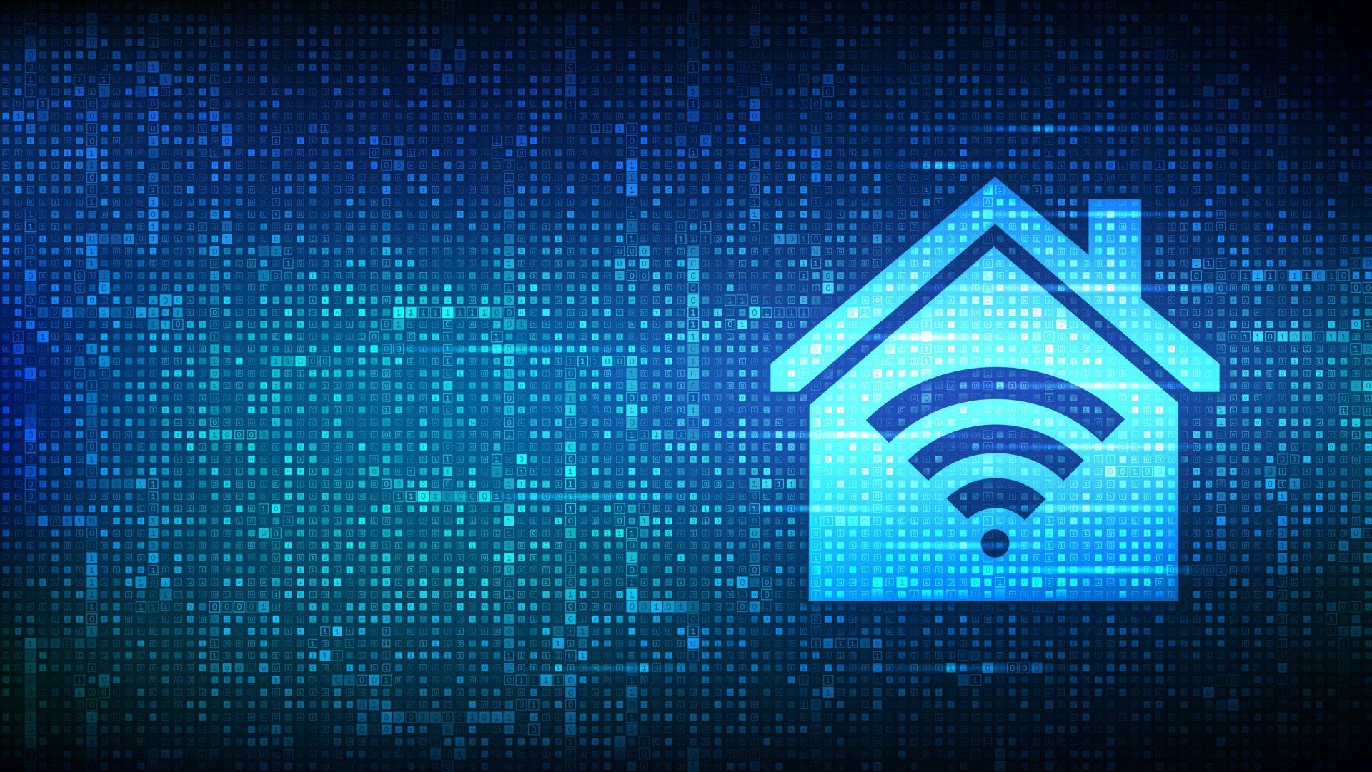 Smart Home Icon Made With Binary Code Automation Control System