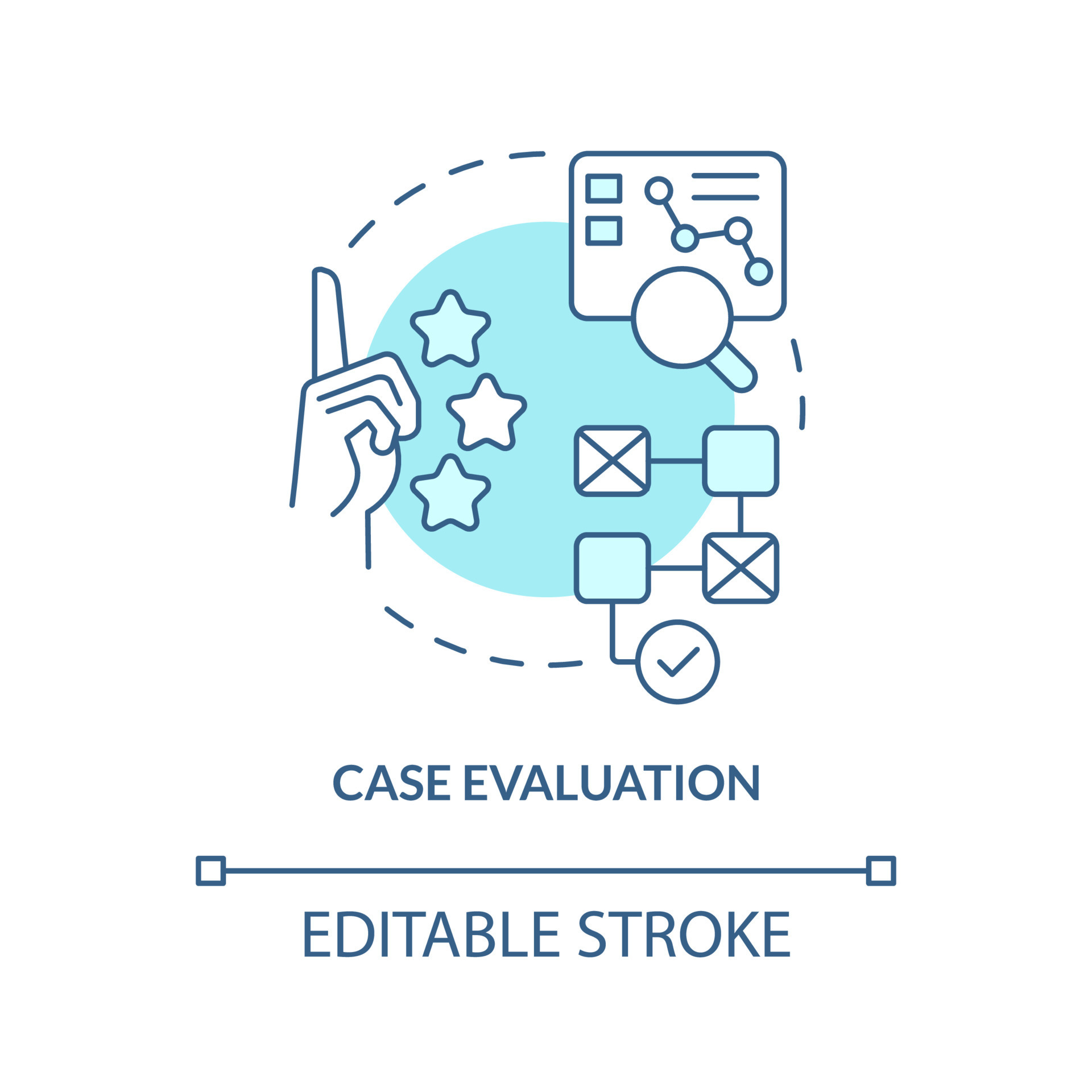 Case Evaluation Turquoise Concept Icon Analysing Information Research Drafting Abstract Idea