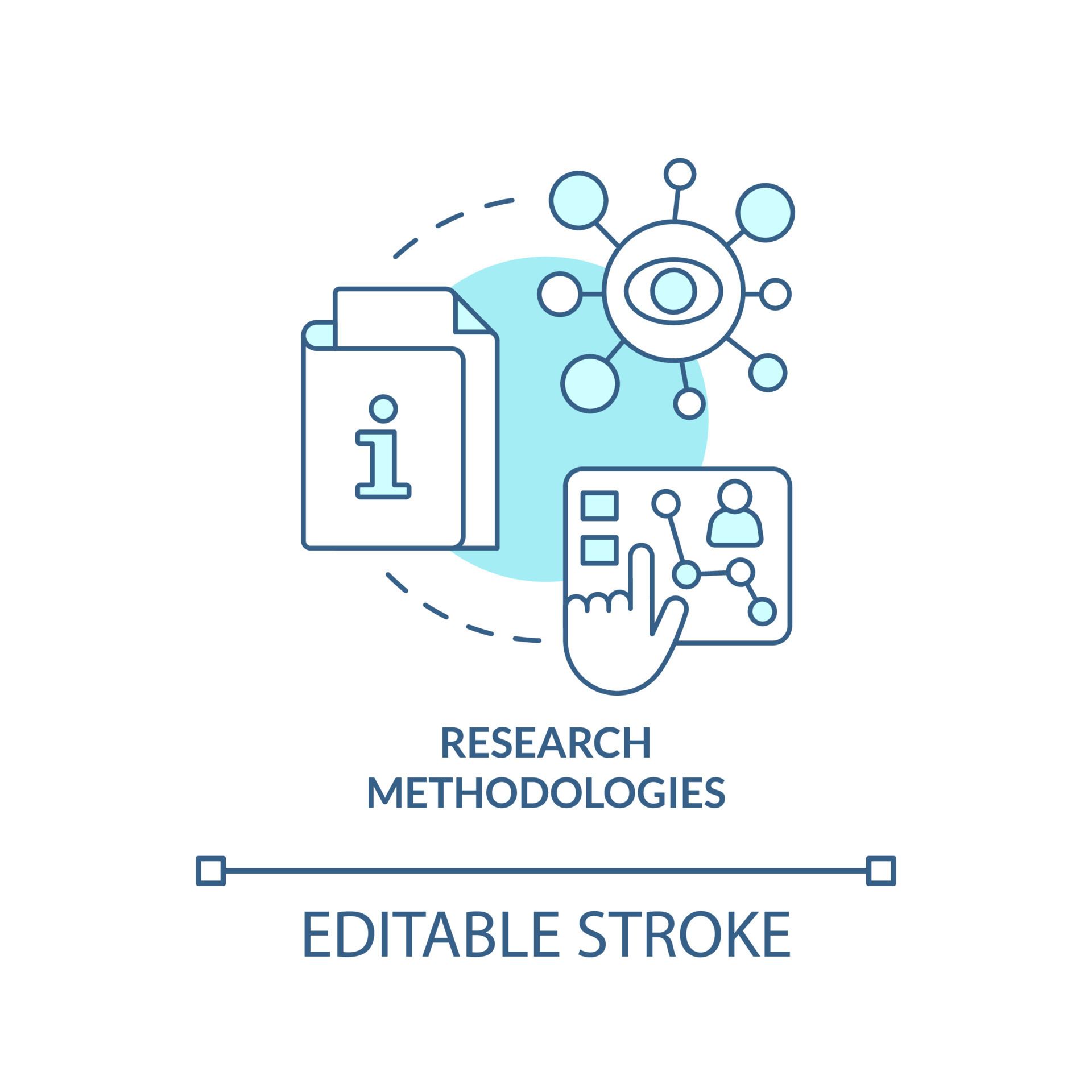 Research methodologies turquoise concept icon. Advantage of case study ...
