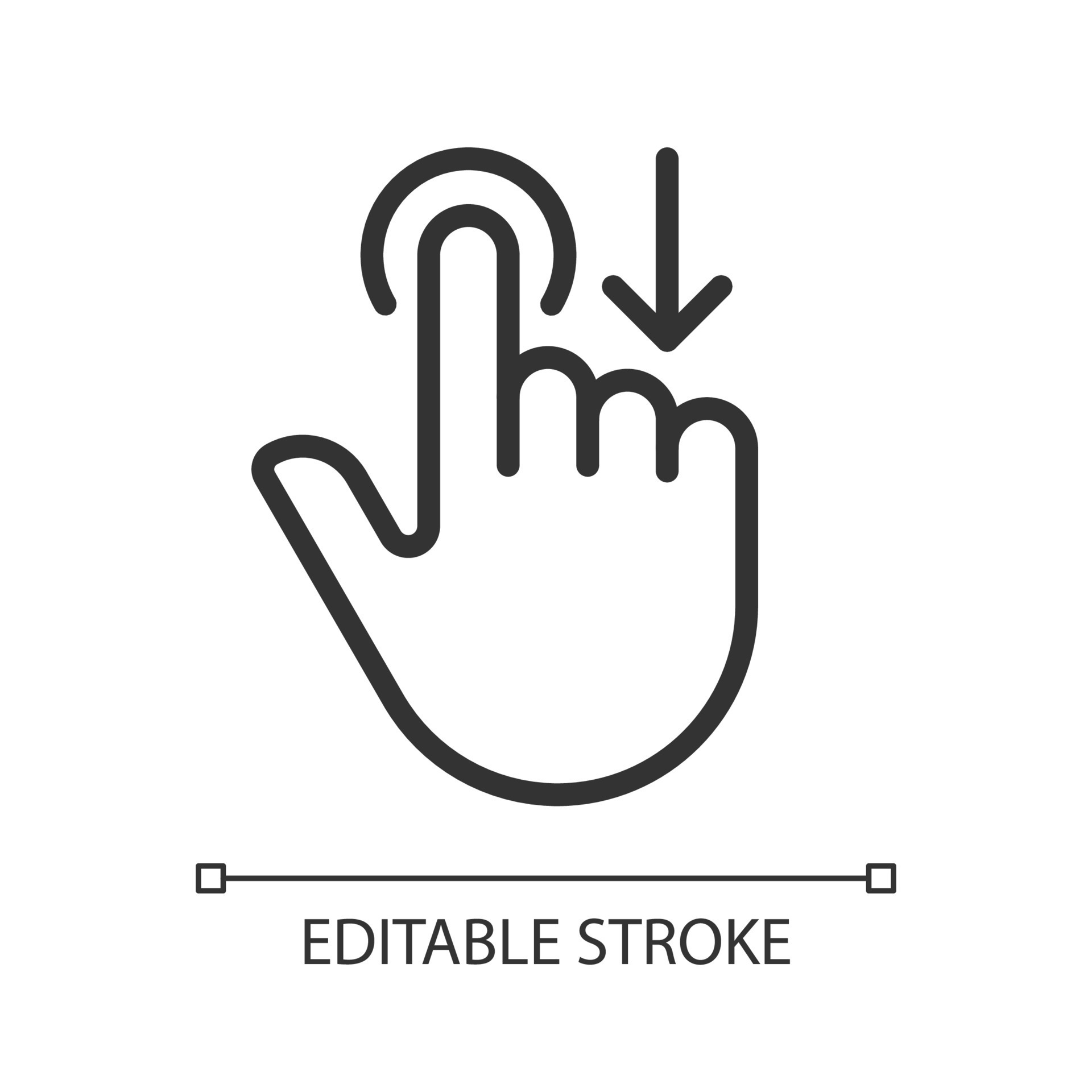 Move Downwards Pixel Perfect Linear Icon Swipe Down Touchscreen Controlling Gesture Drag And