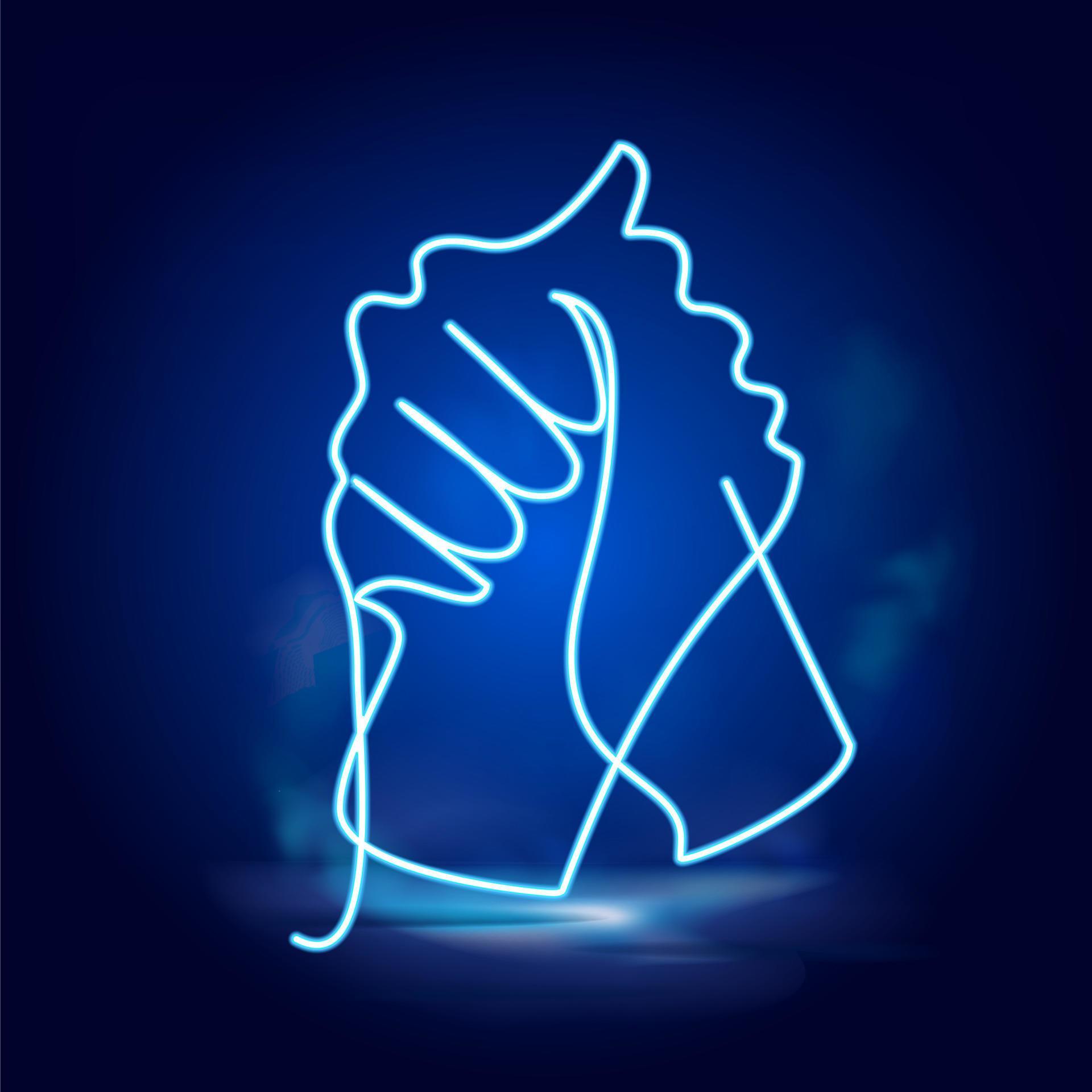 Handshake Continuous Line Neon Vector Icon One Line Art Illustration