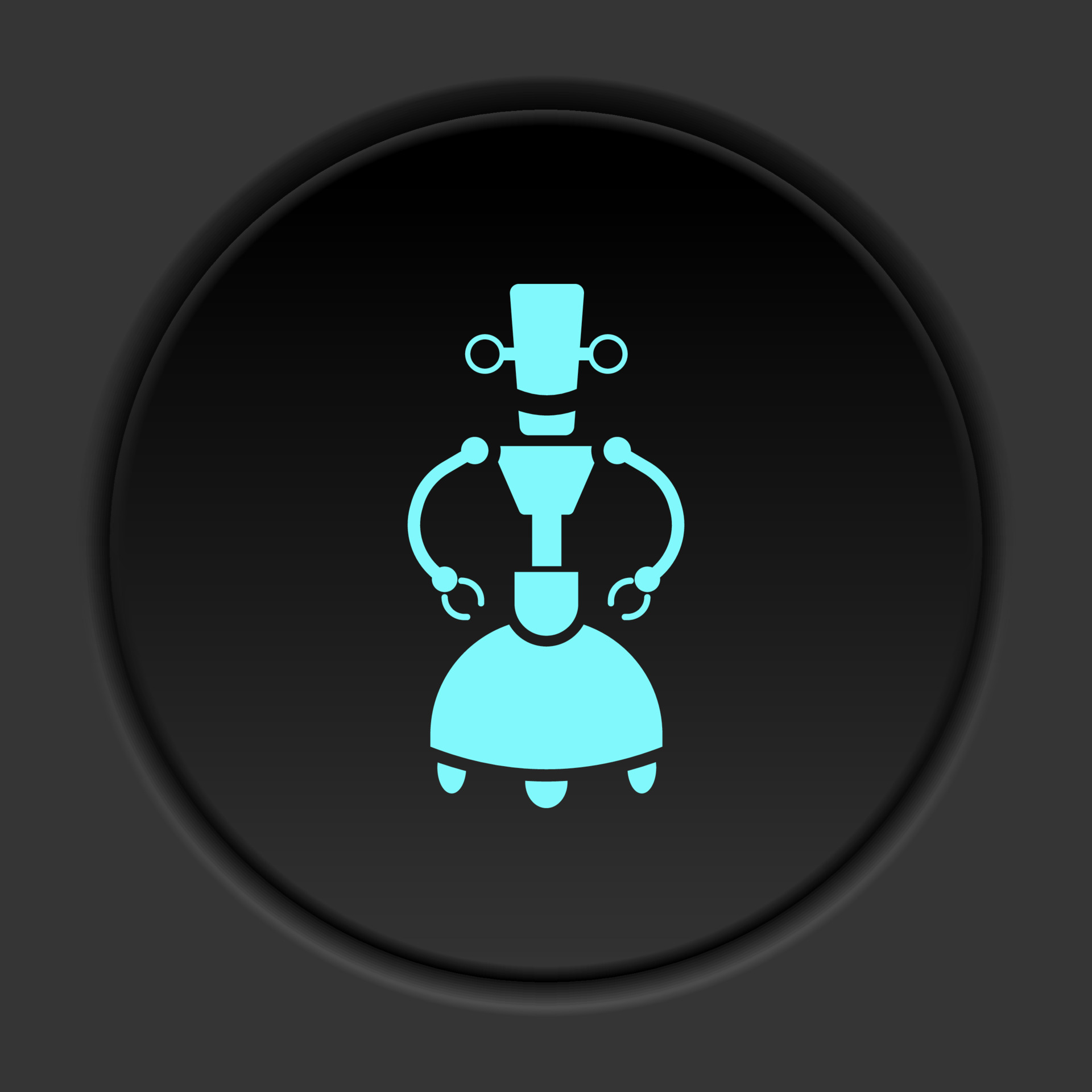 Dark Button Icon Robot Technology Button Banner Round Badge Interface For Application