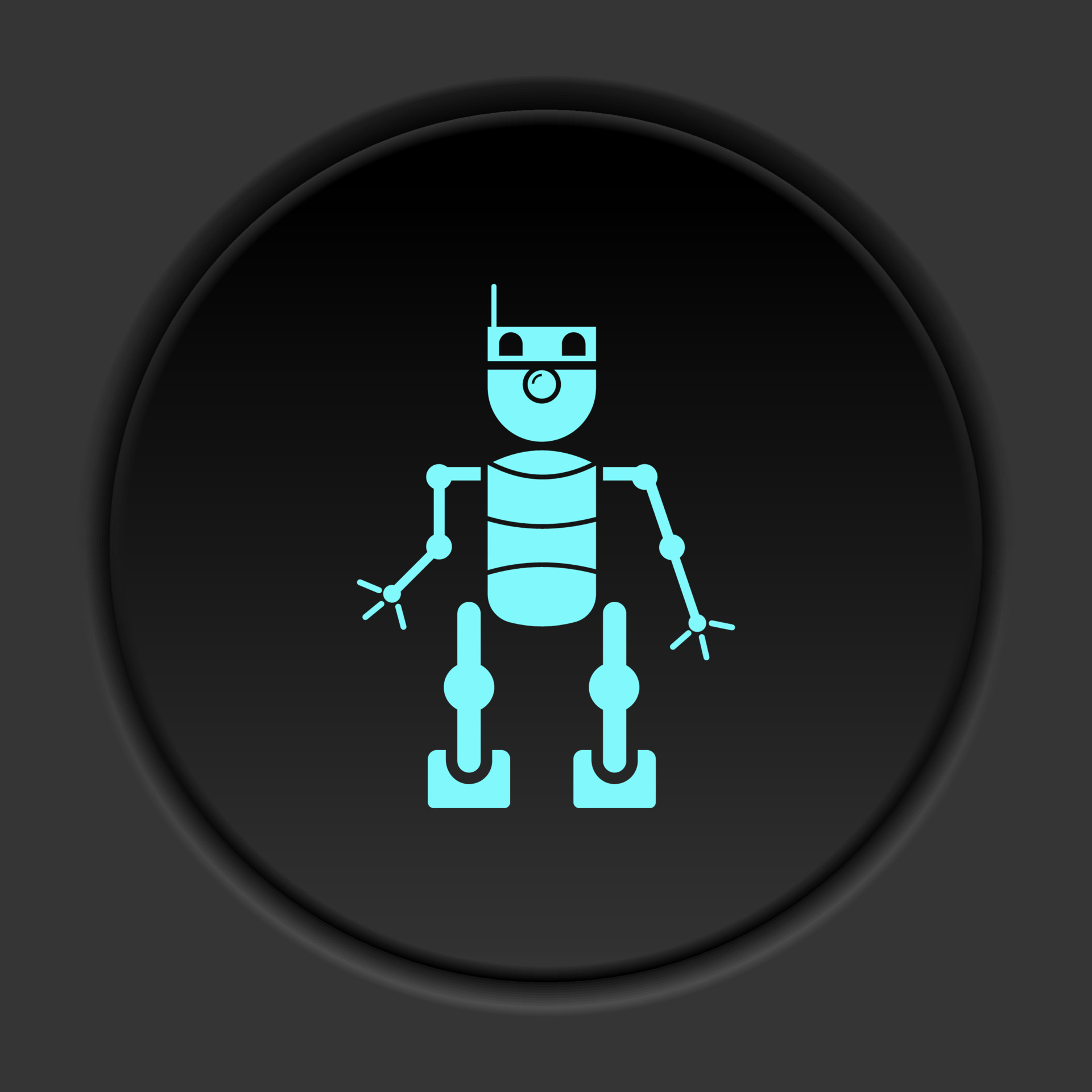 Dark Button Icon Robot Technology Button Banner Round Badge Interface For Application