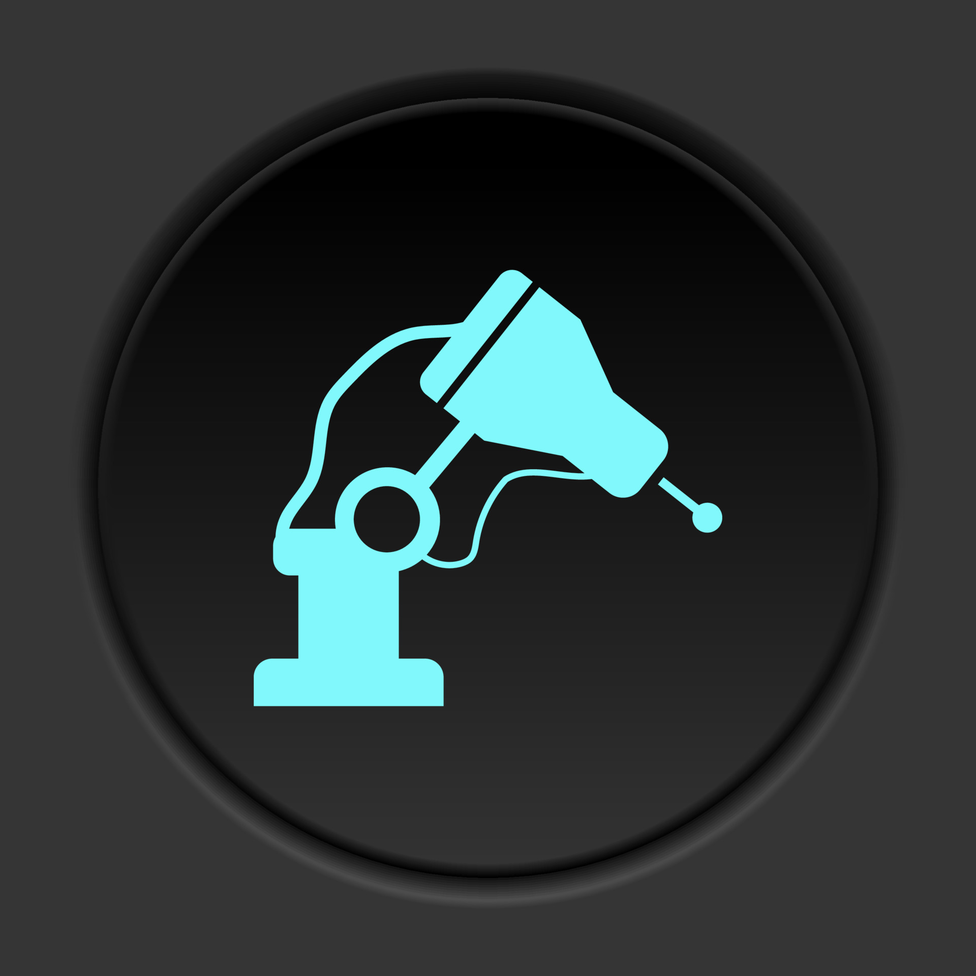 Dark button icon Robot technology industry factory. Button banner round ...