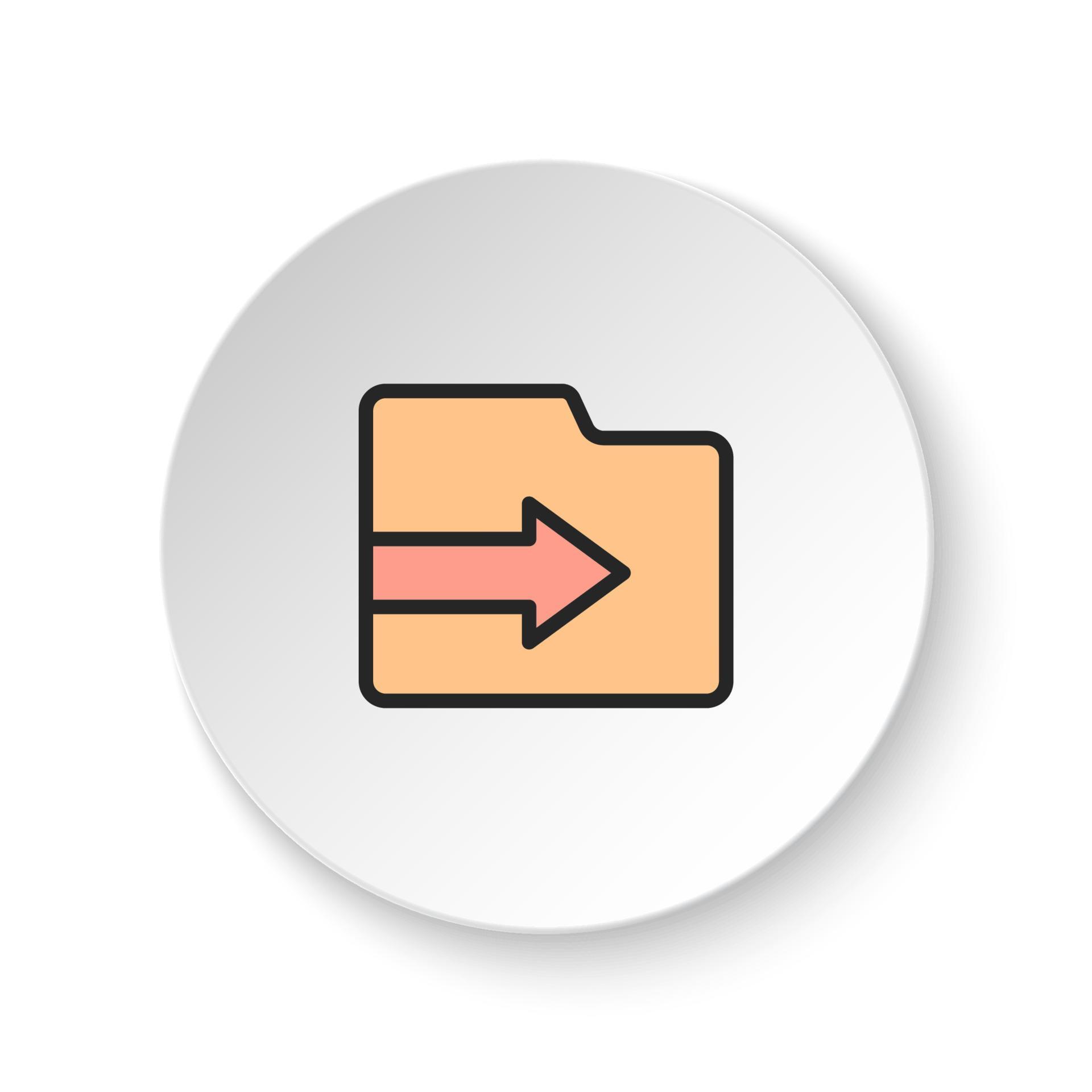 Round button for web icon, folder, import. Button banner round, badge interface for application ...