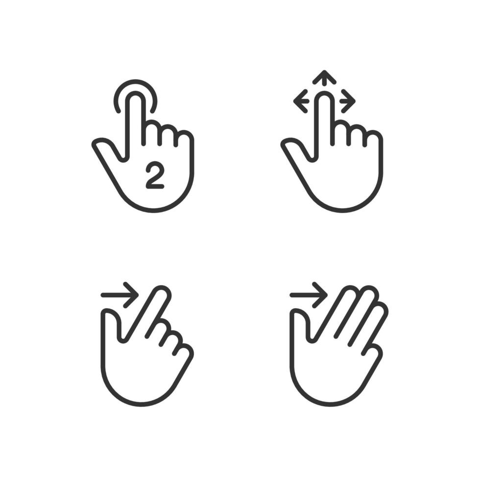 Drag And Swipe Gestures Pixel Perfect Linear Icons Set Smartphone Options Touchscreen Digital