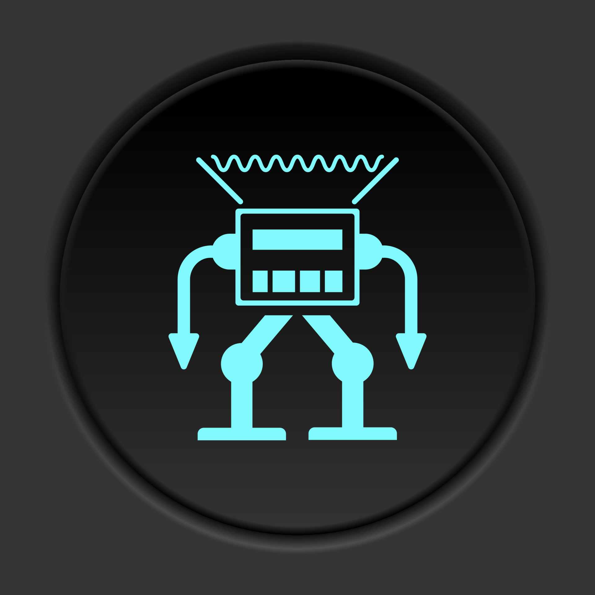 Dark Button Icon Robot Technology Button Banner Round Badge Interface For Application