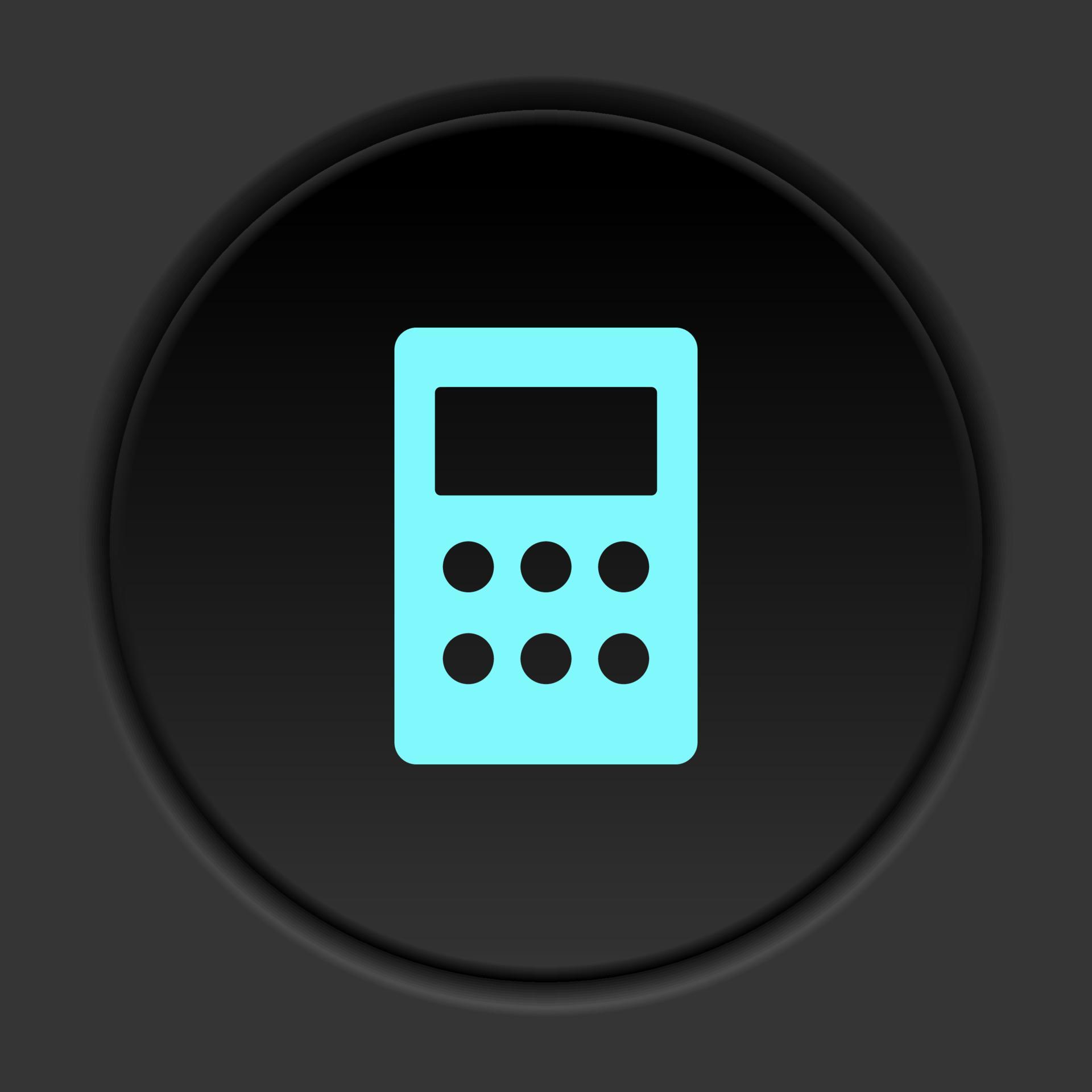 Dark button icon mobile phone. Button banner round badge interface for application illustration ...