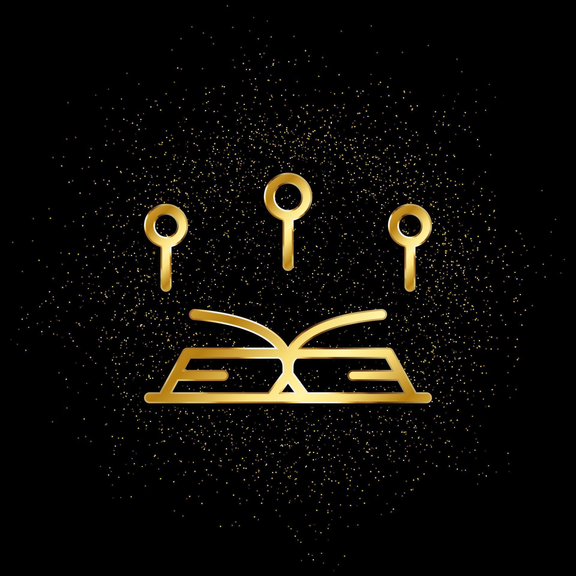 Knowladge gold icon. Vector illustration of golden particle background.. Spiritual concept ...