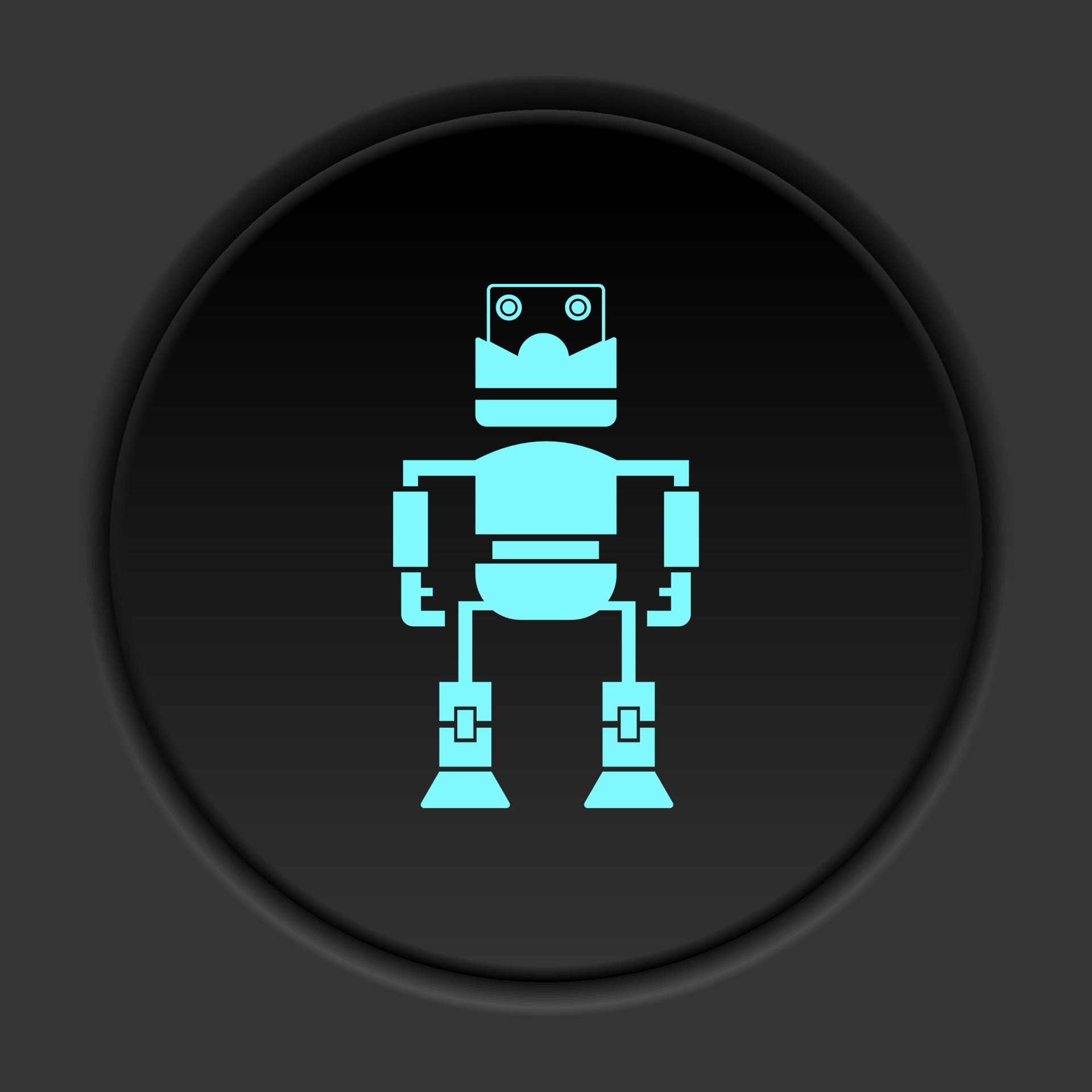 Dark Button Icon Robot Technology Button Banner Round Badge Interface For Application