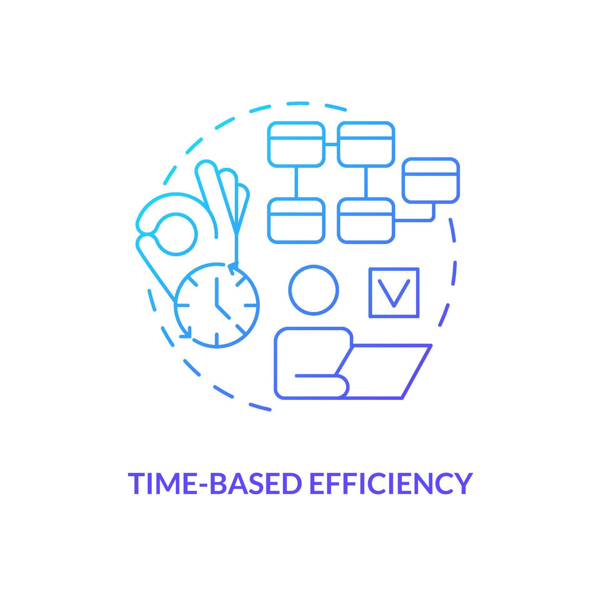 Time-based efficiency blue gradient concept icon. Complete test by ...