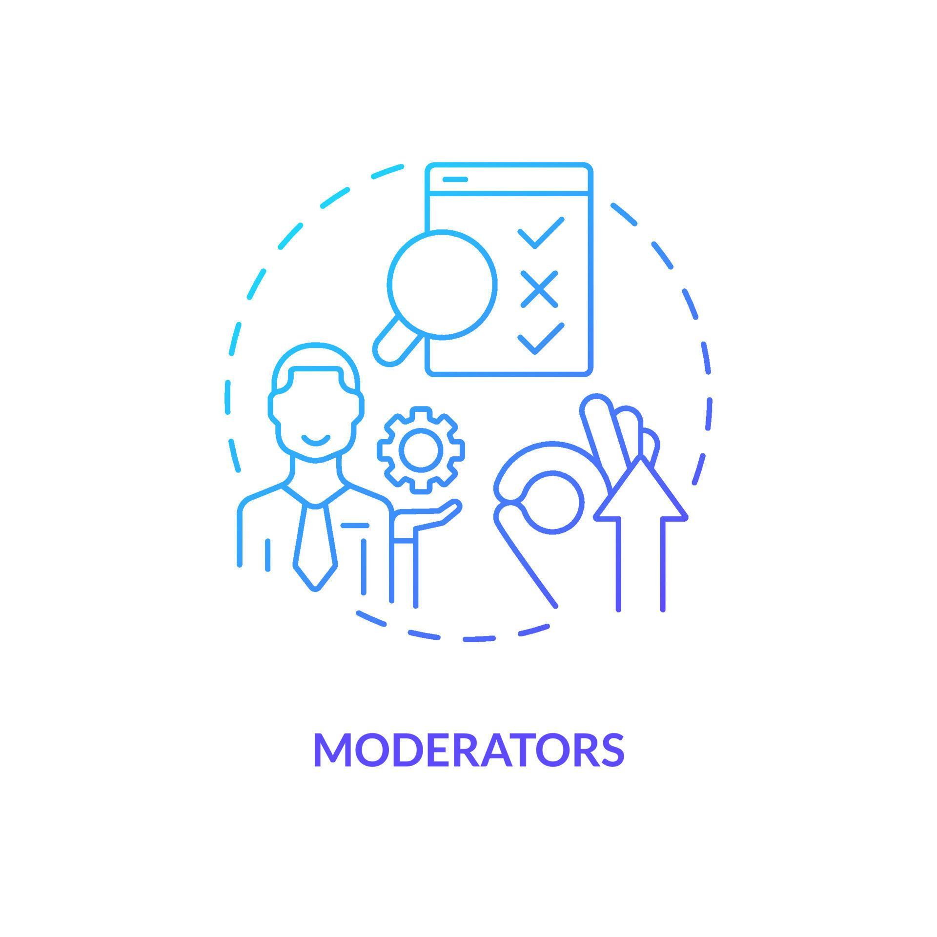 Moderators Blue Gradient Concept Icon Facilitator For Testing