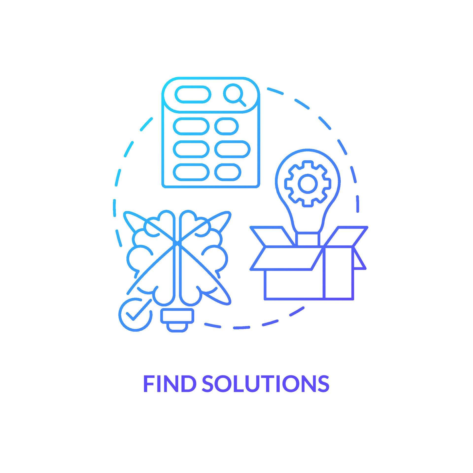 Find solution blue gradient concept icon. Determine problem solving ...