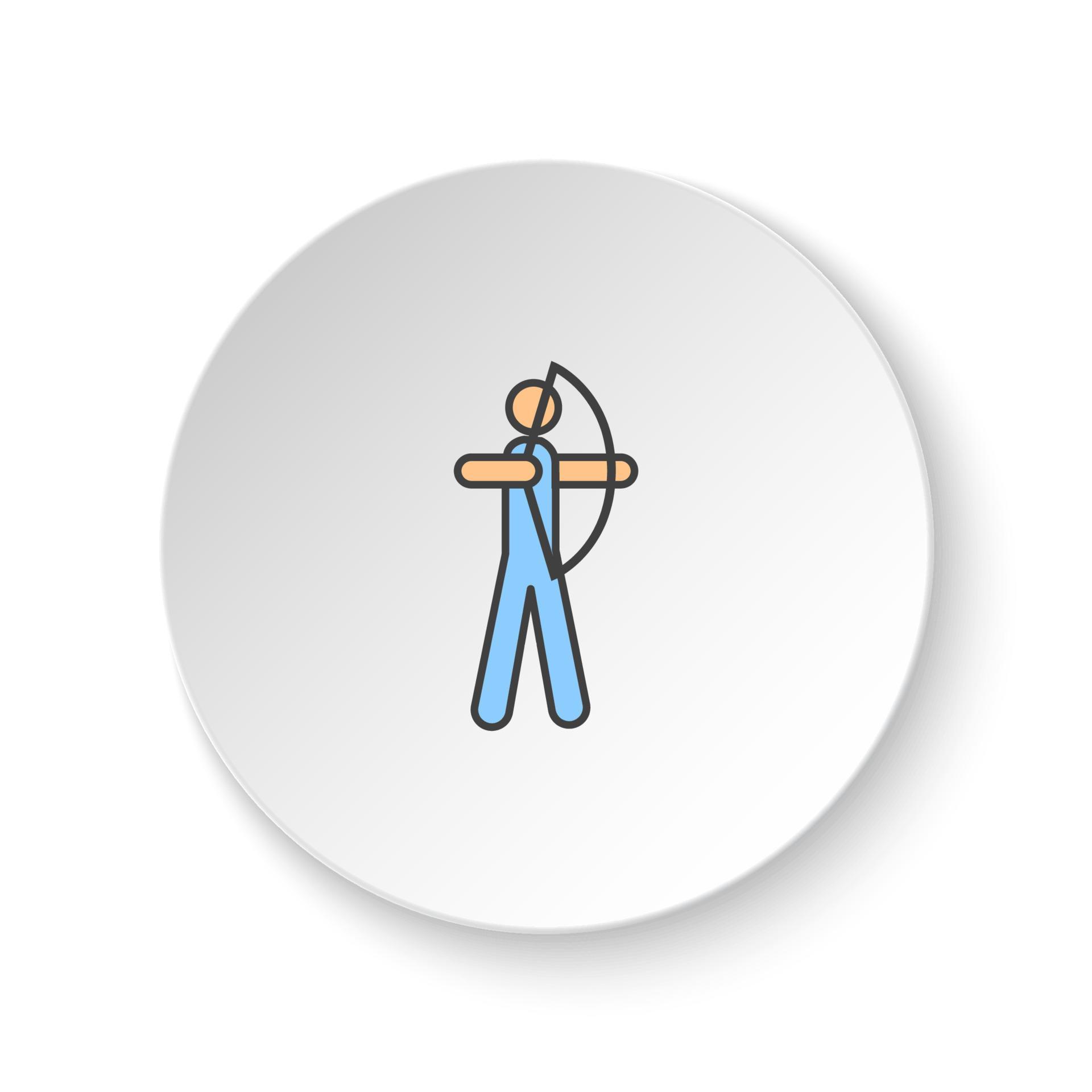 Round button for web icon, Archer. Button banner round, badge interface for application ...