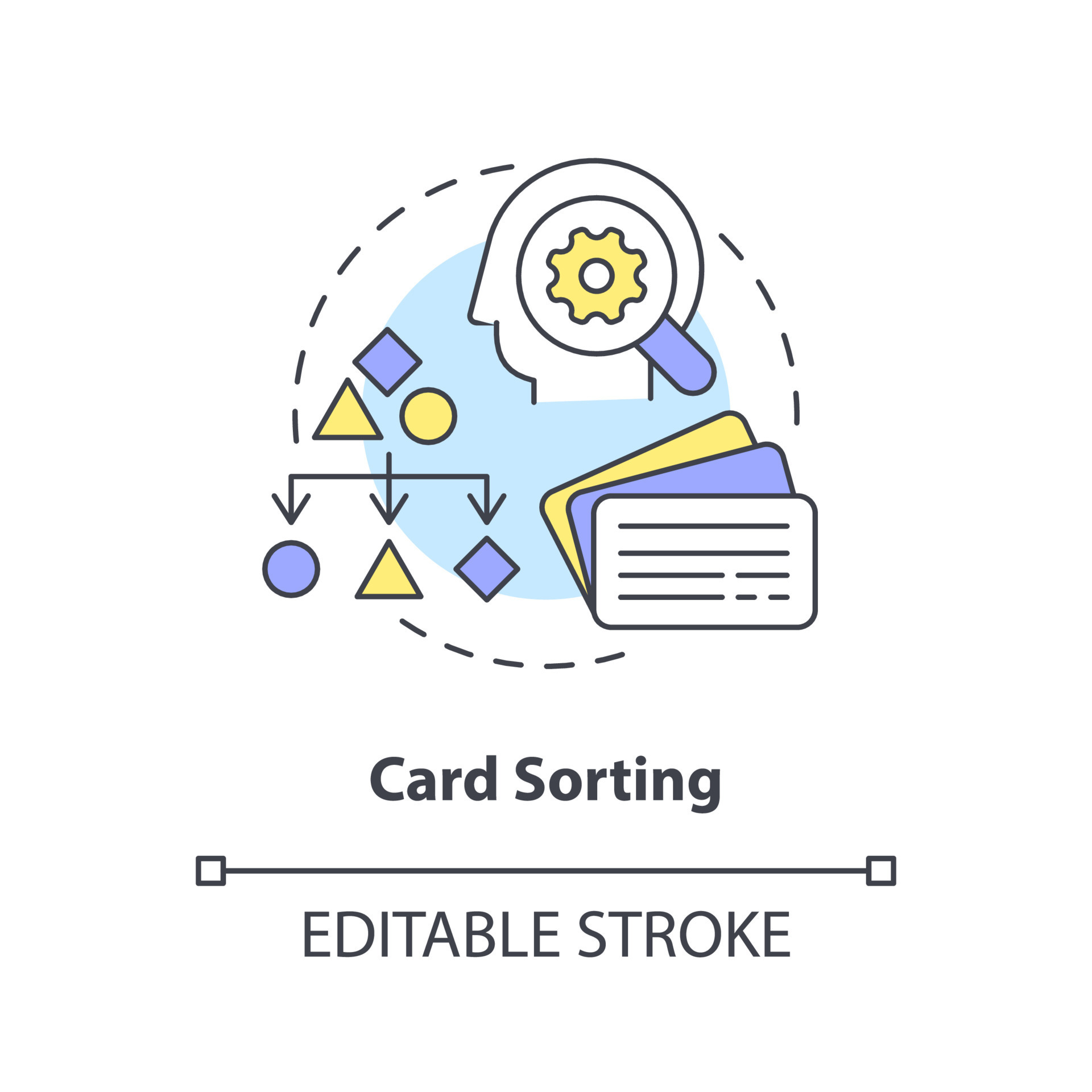 Card sorting concept icon. UX research. Mental model in user experience design abstract idea ...