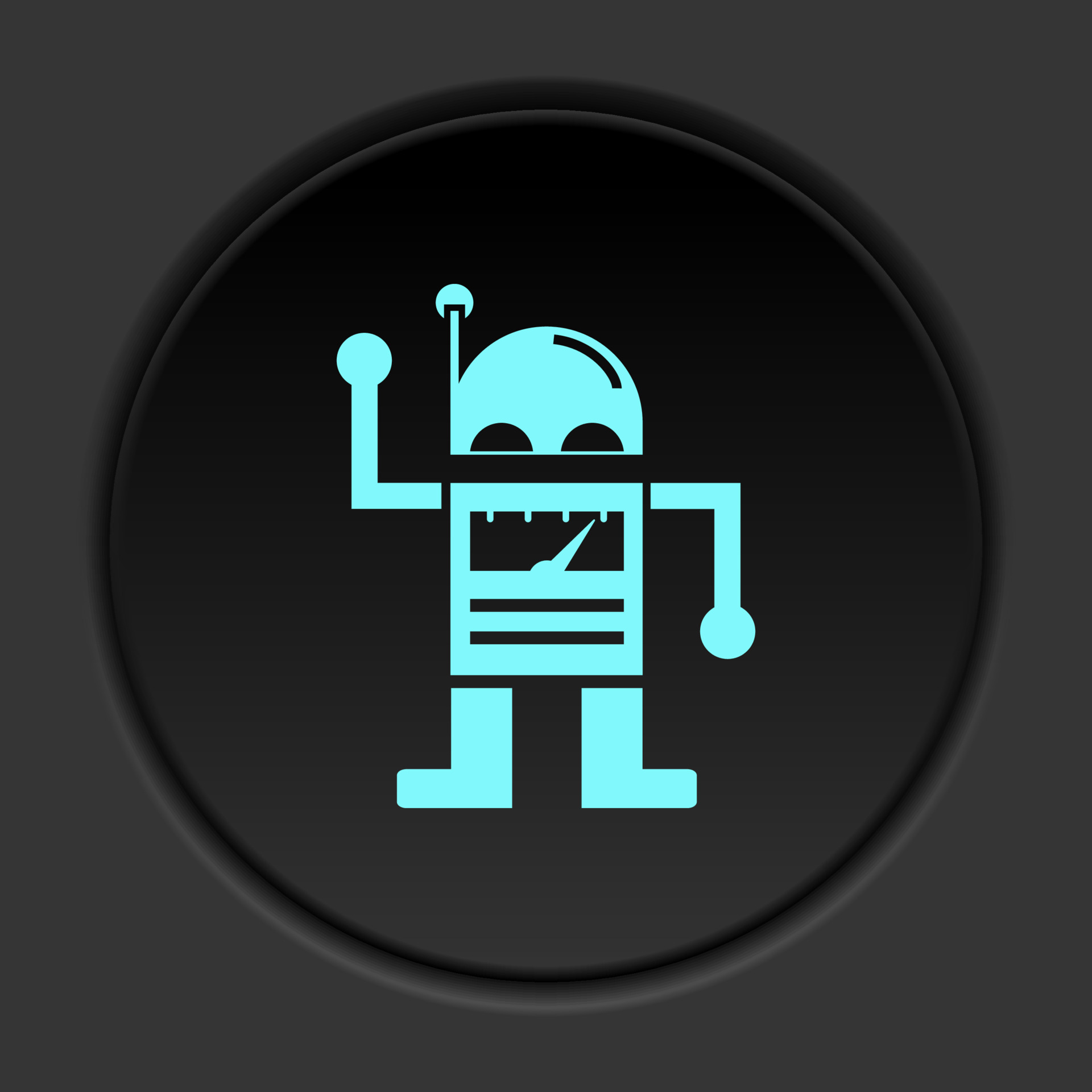 Dark Button Icon Robot Technology Button Banner Round Badge Interface For Application