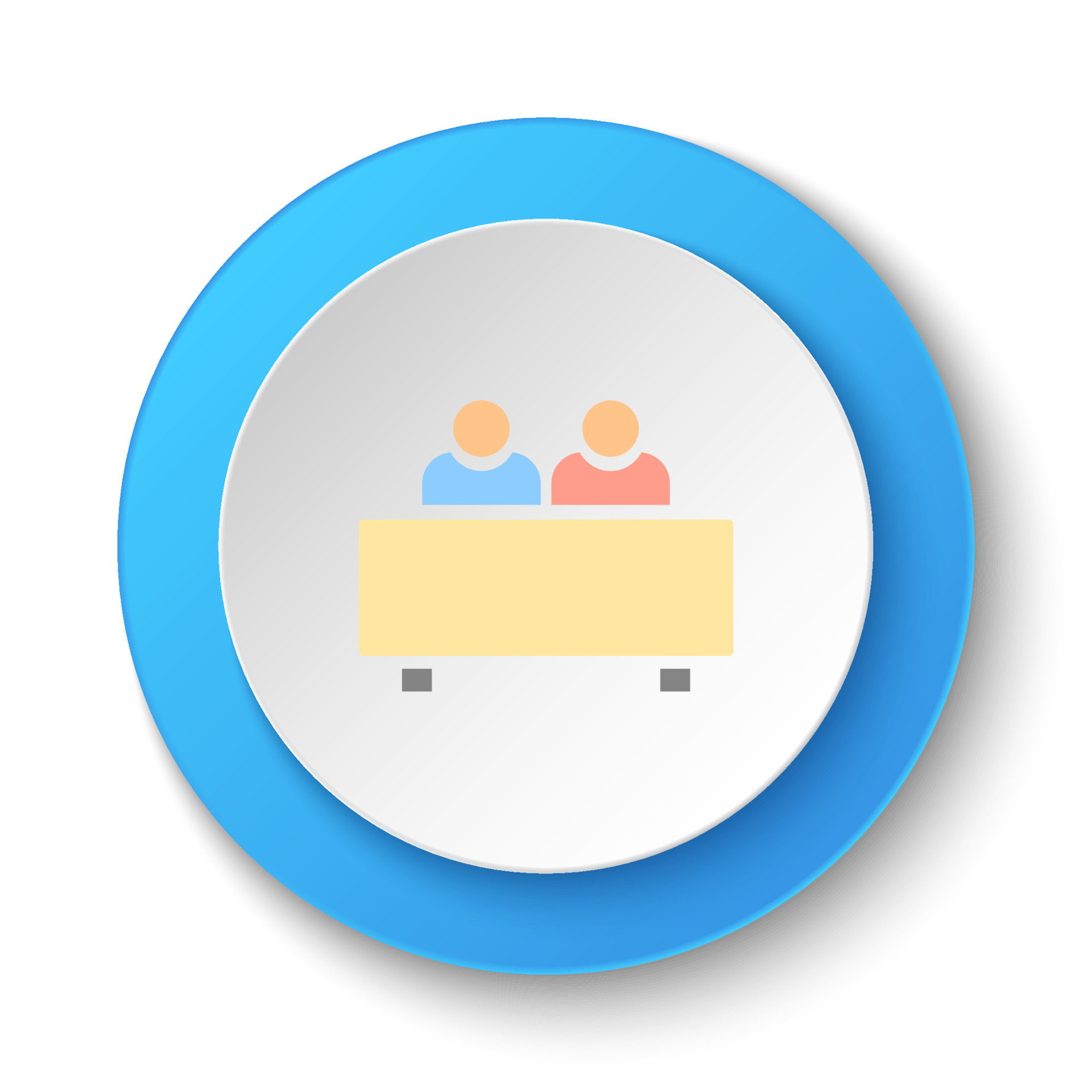 Round button for web icon, interview, users. Button banner round, badge interface for ...