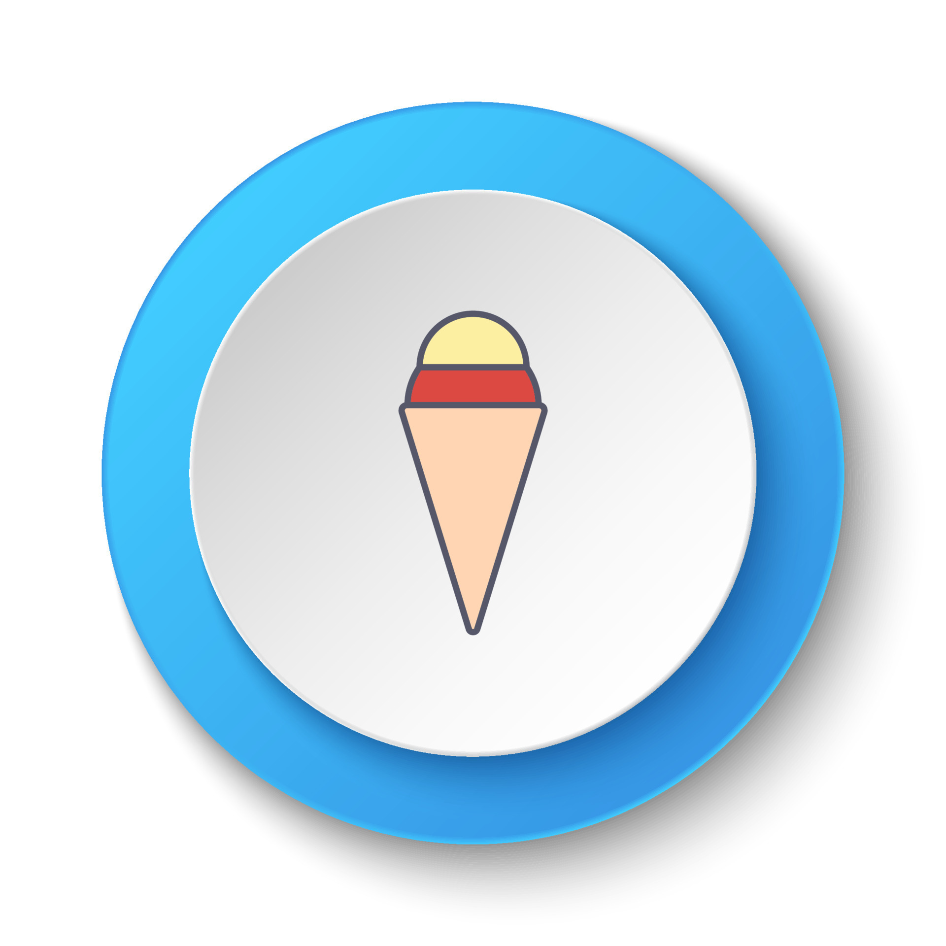 Round button for web icon, ice cream. Button banner round, badge interface for application ...