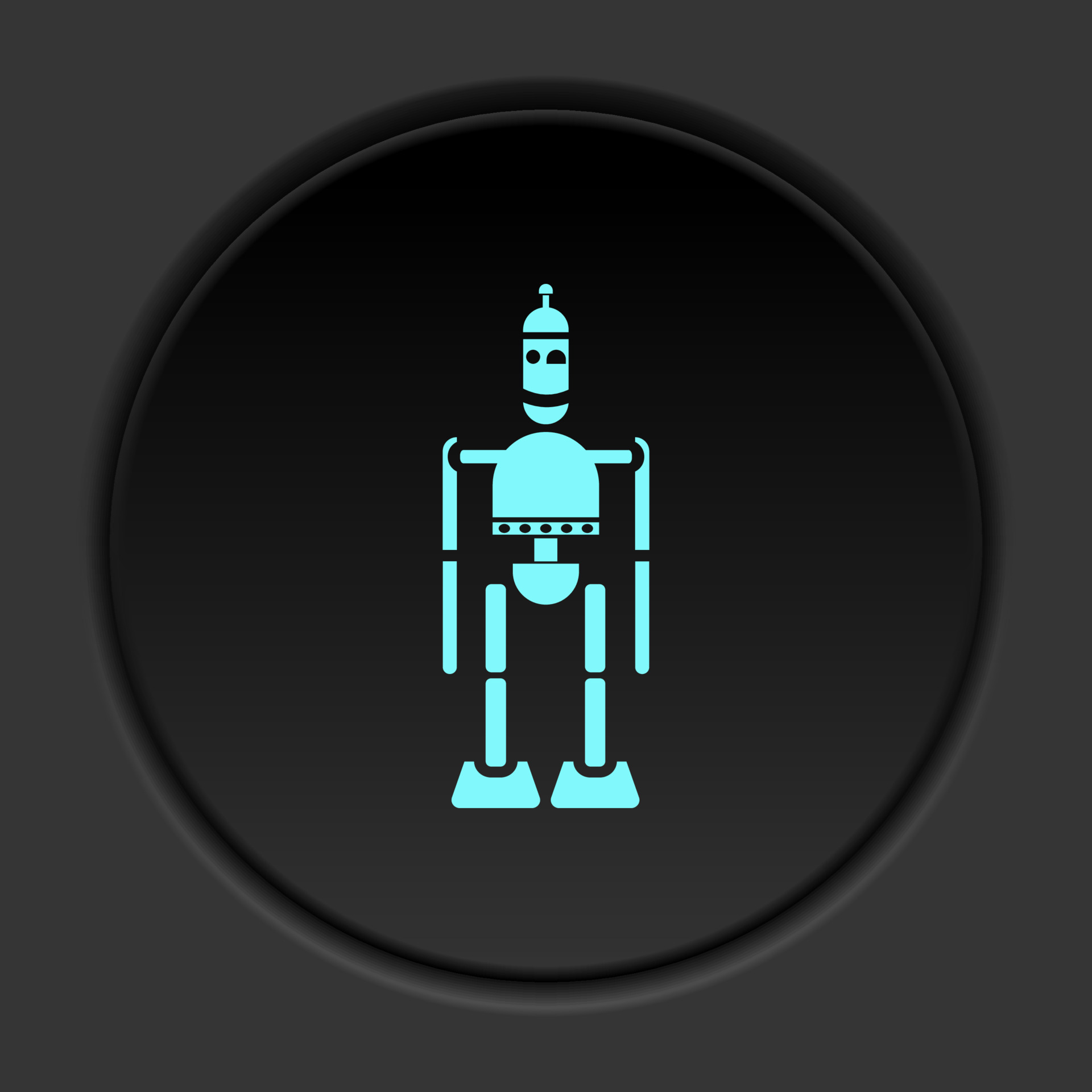 Dark Button Icon Robot Technology Button Banner Round Badge Interface For Application