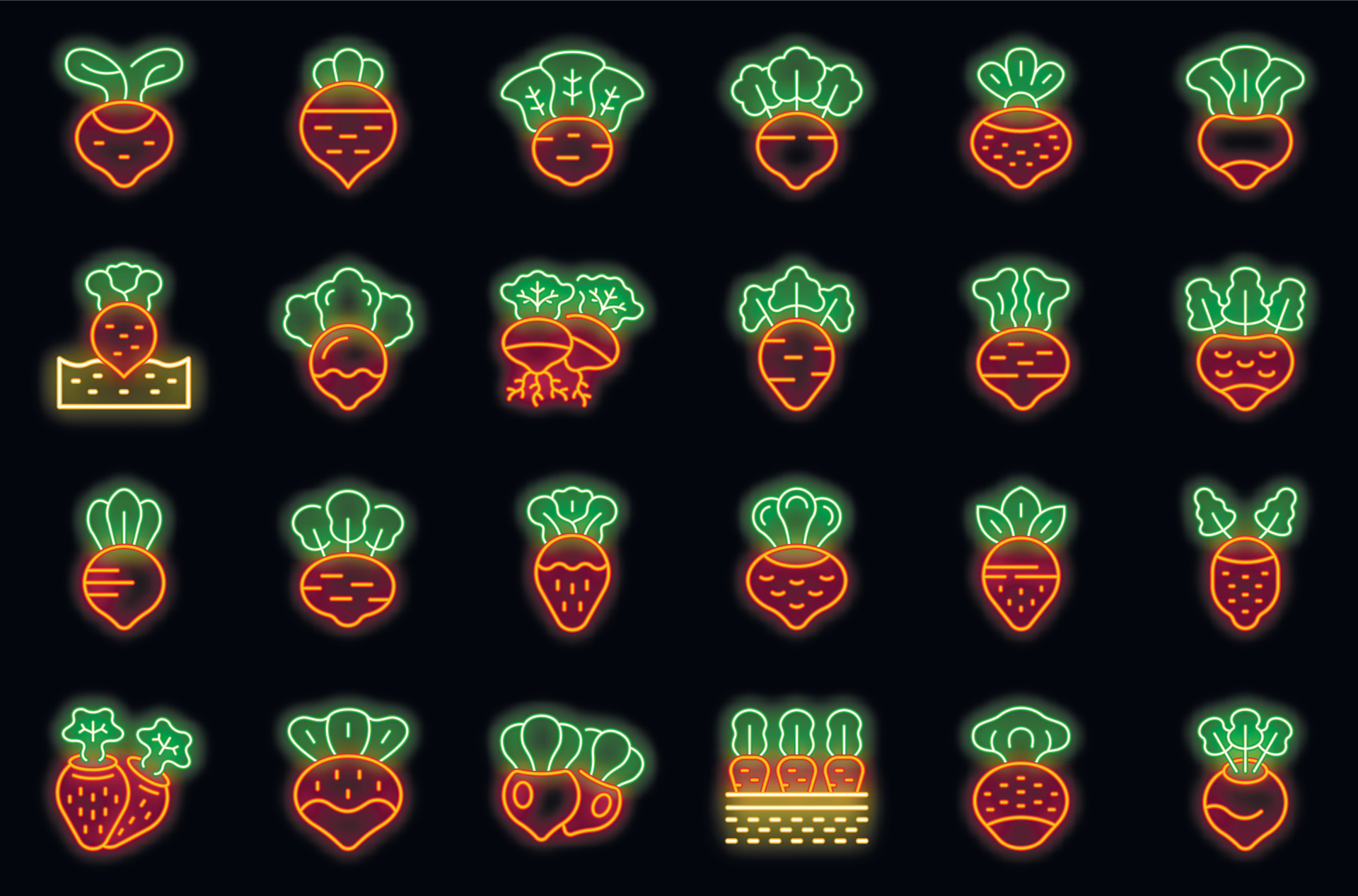 Turnip icons set vector neon 21535940 Vector Art at Vecteezy Turnip icons set vector neon 21535940 Vector Art at Vecteezy