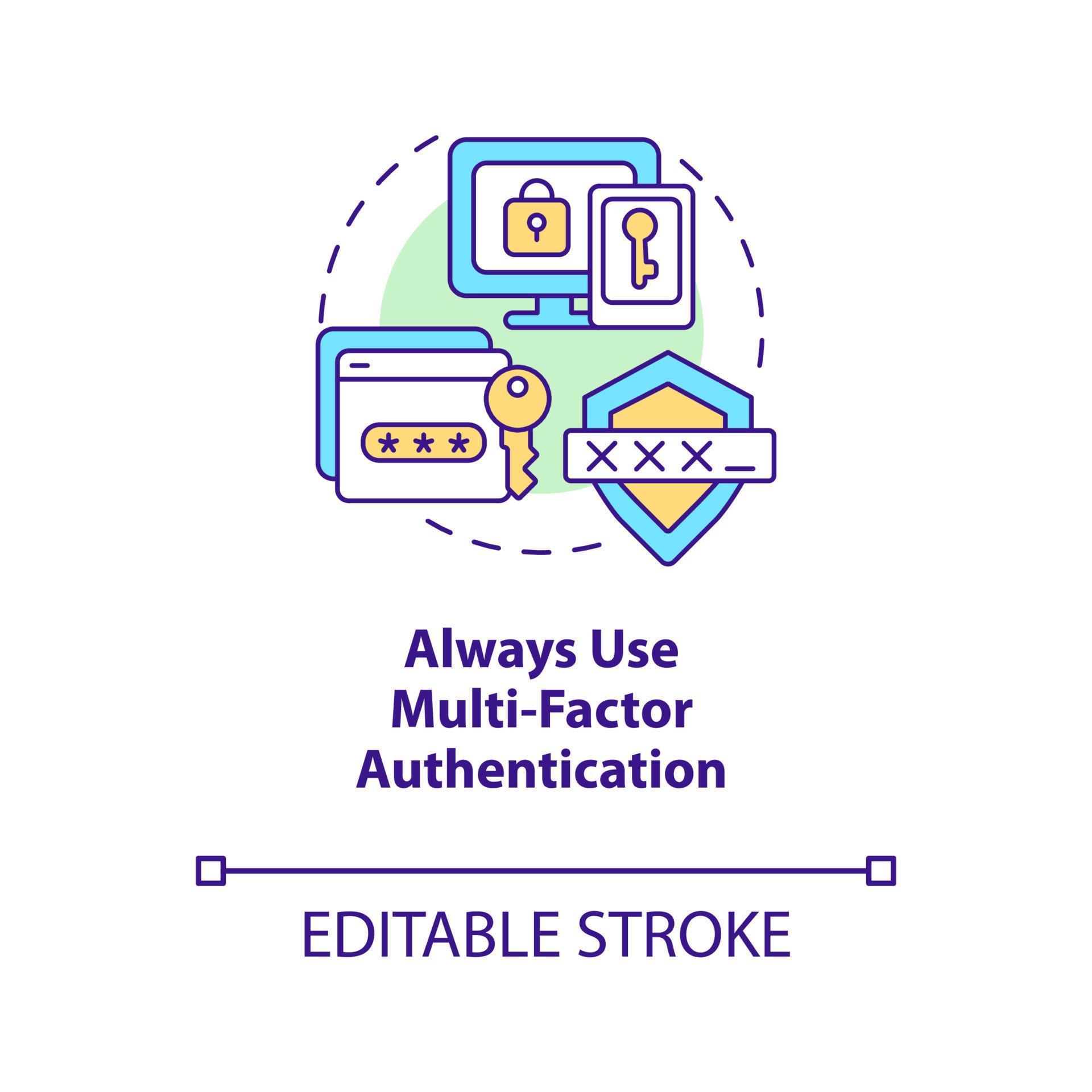 Use multi-factor authentication concept icon. Account security. Logins ...