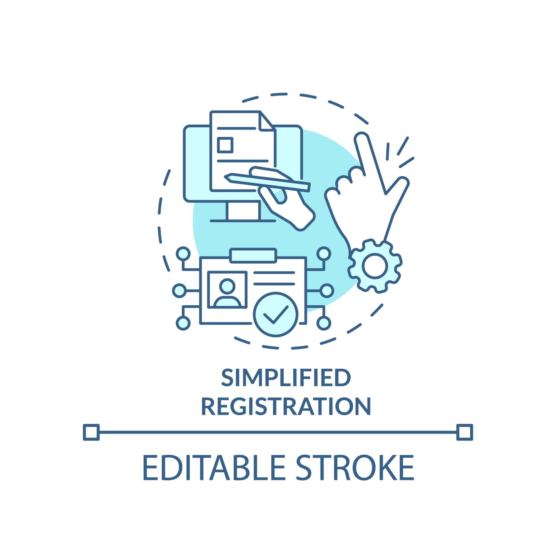 Simplified Registration Turquoise Concept Icon User Authentication Data Abstract Idea Thin Line