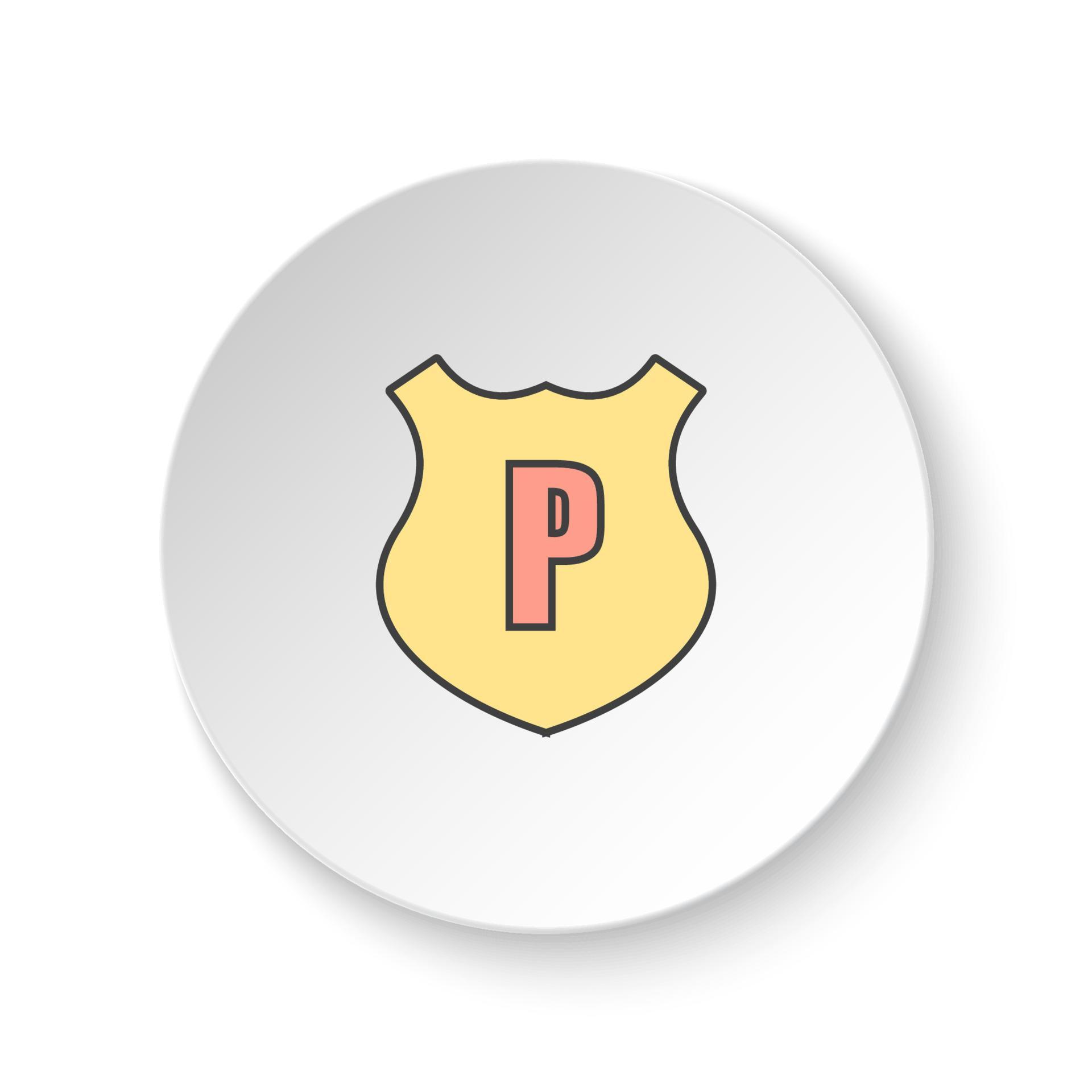 Round button for web icon, Police shield. Button banner round, badge interface for application ...