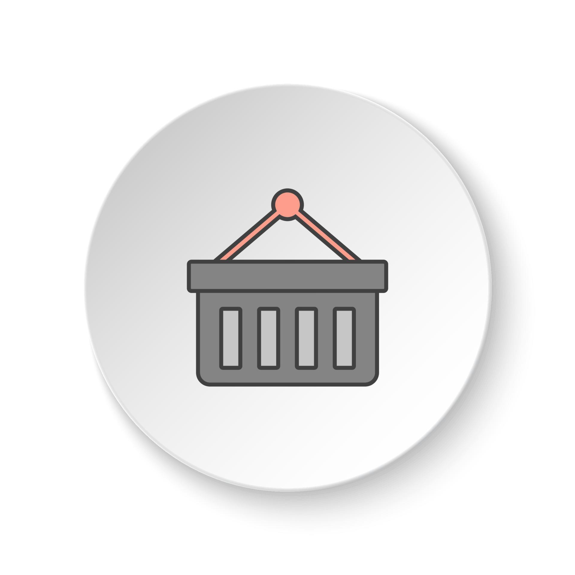 Round button for web icon, Basket. Button banner round, badge interface for application ...