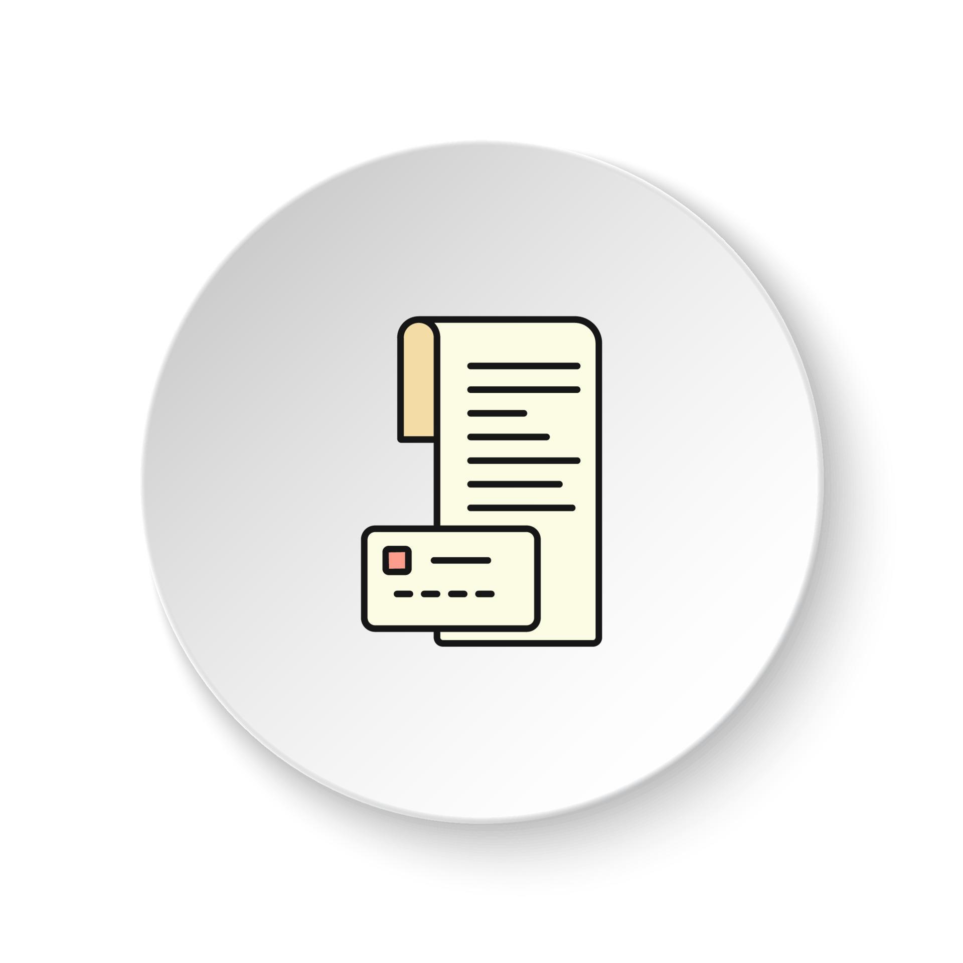 Round button for web icon, bill, visa. Button banner round, badge interface for application ...