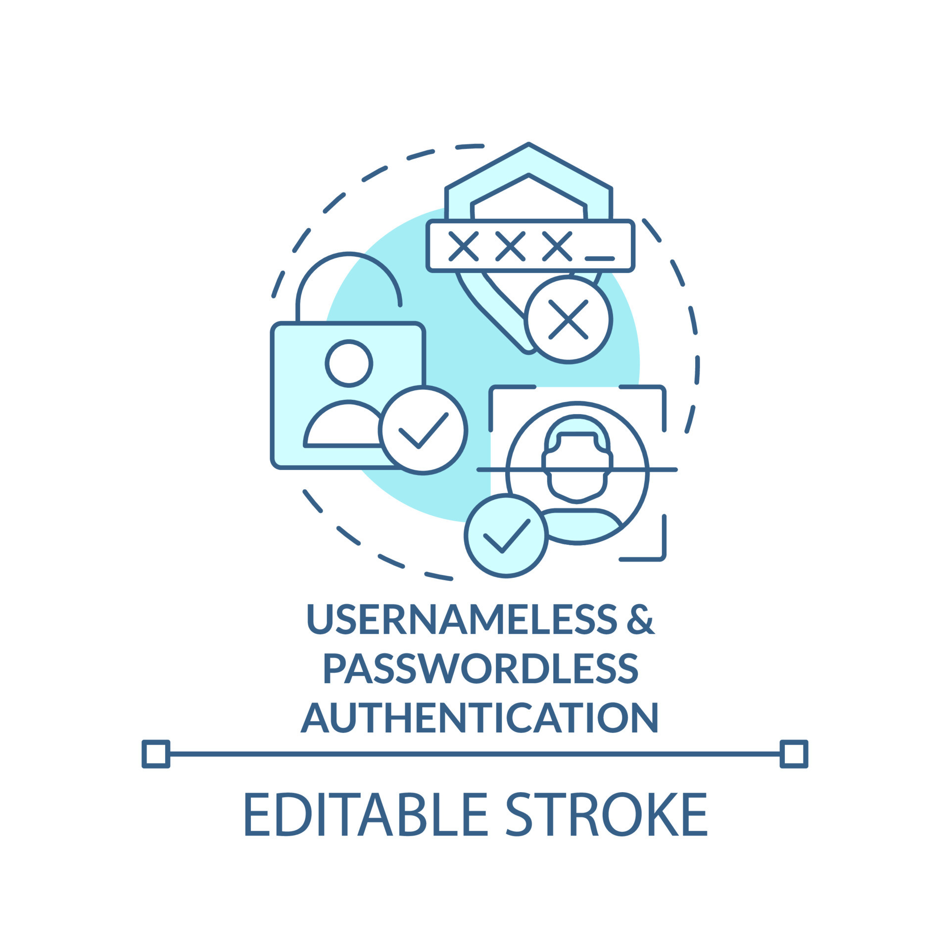 Usernameless And Passwordless Authentication Turquoise Concept Icon Access Abstract Idea Thin
