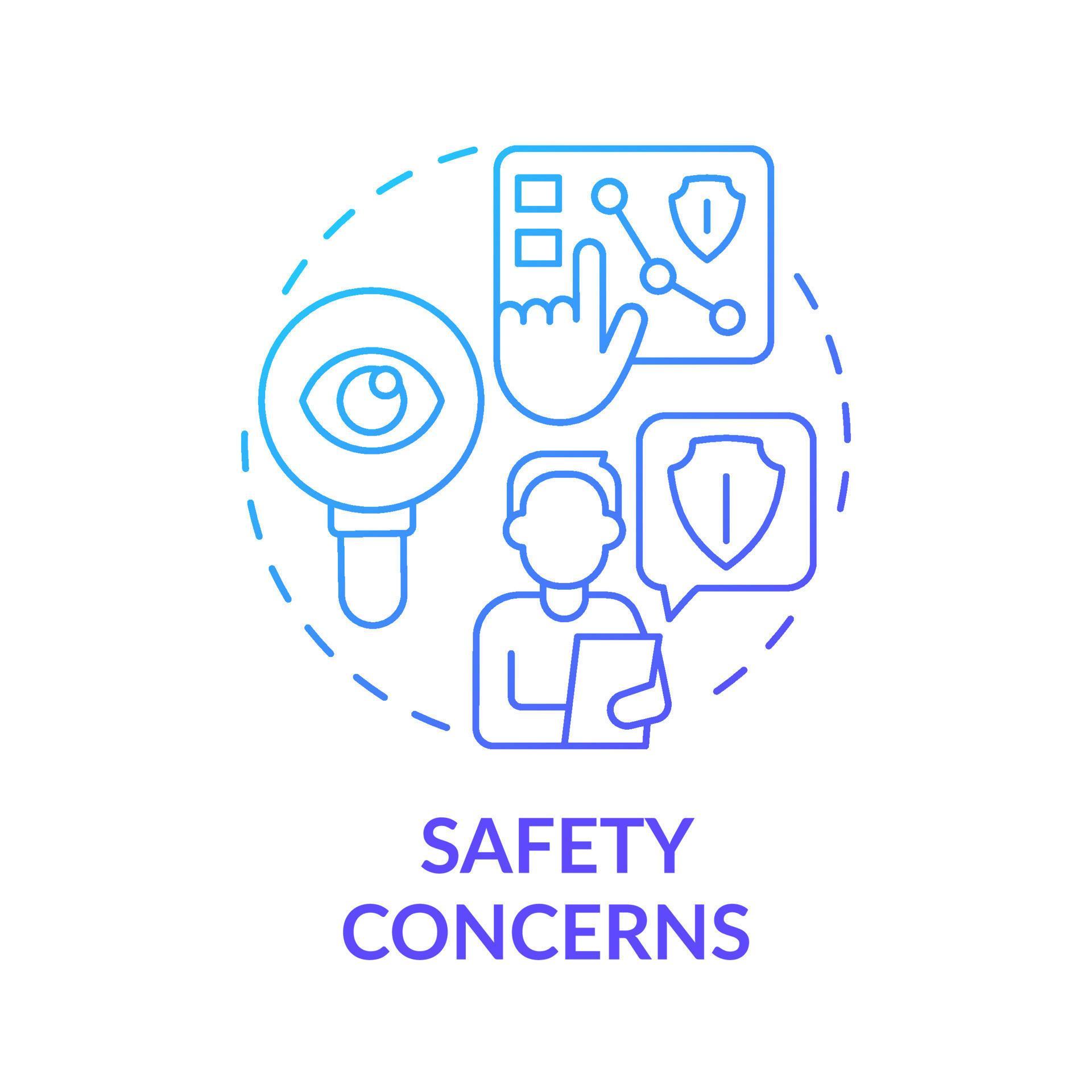 Safety Concerns Blue Gradient Concept Icon Analyze Potential Risks