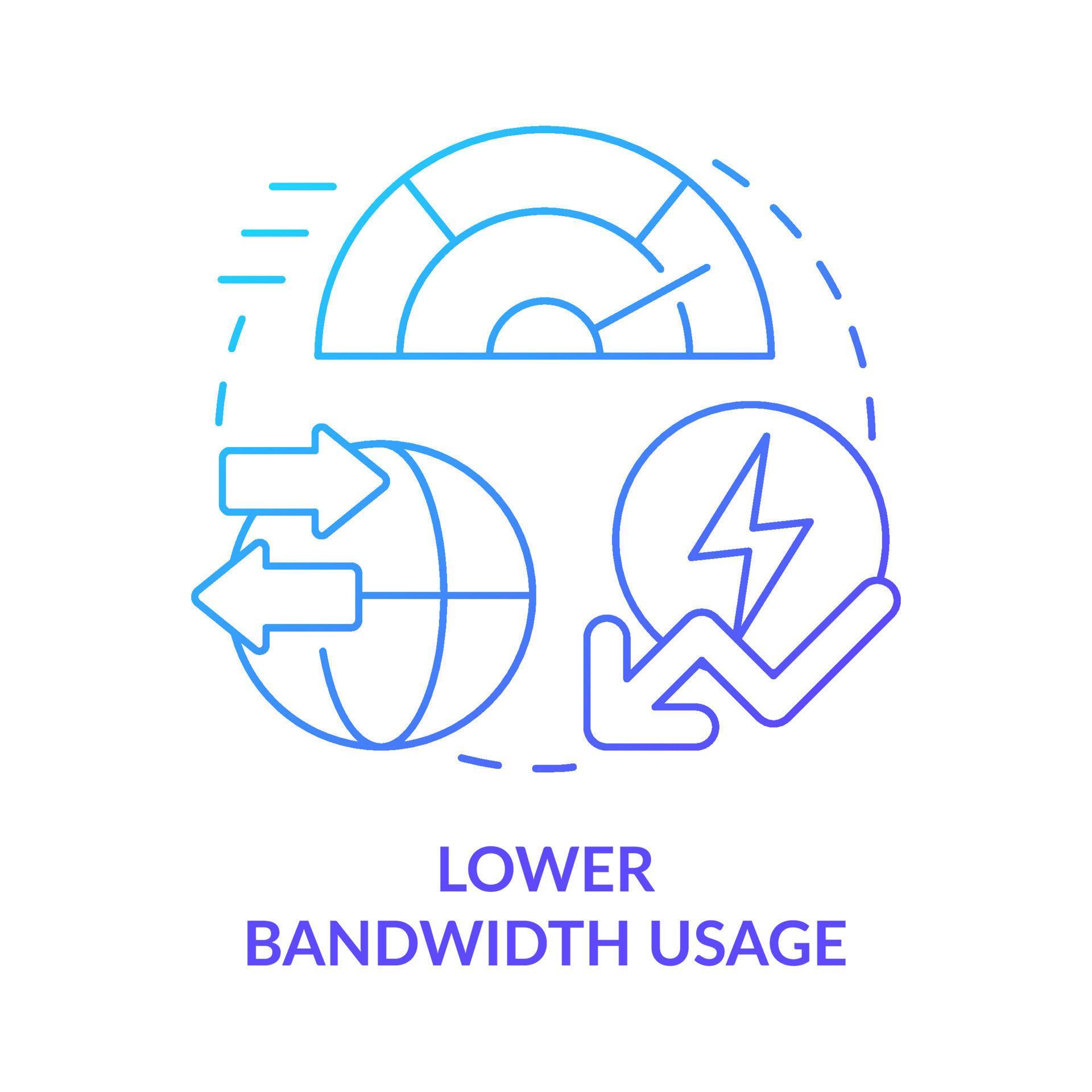 Lower bandwidth usage blue gradient concept icon. Innovating cloud ...