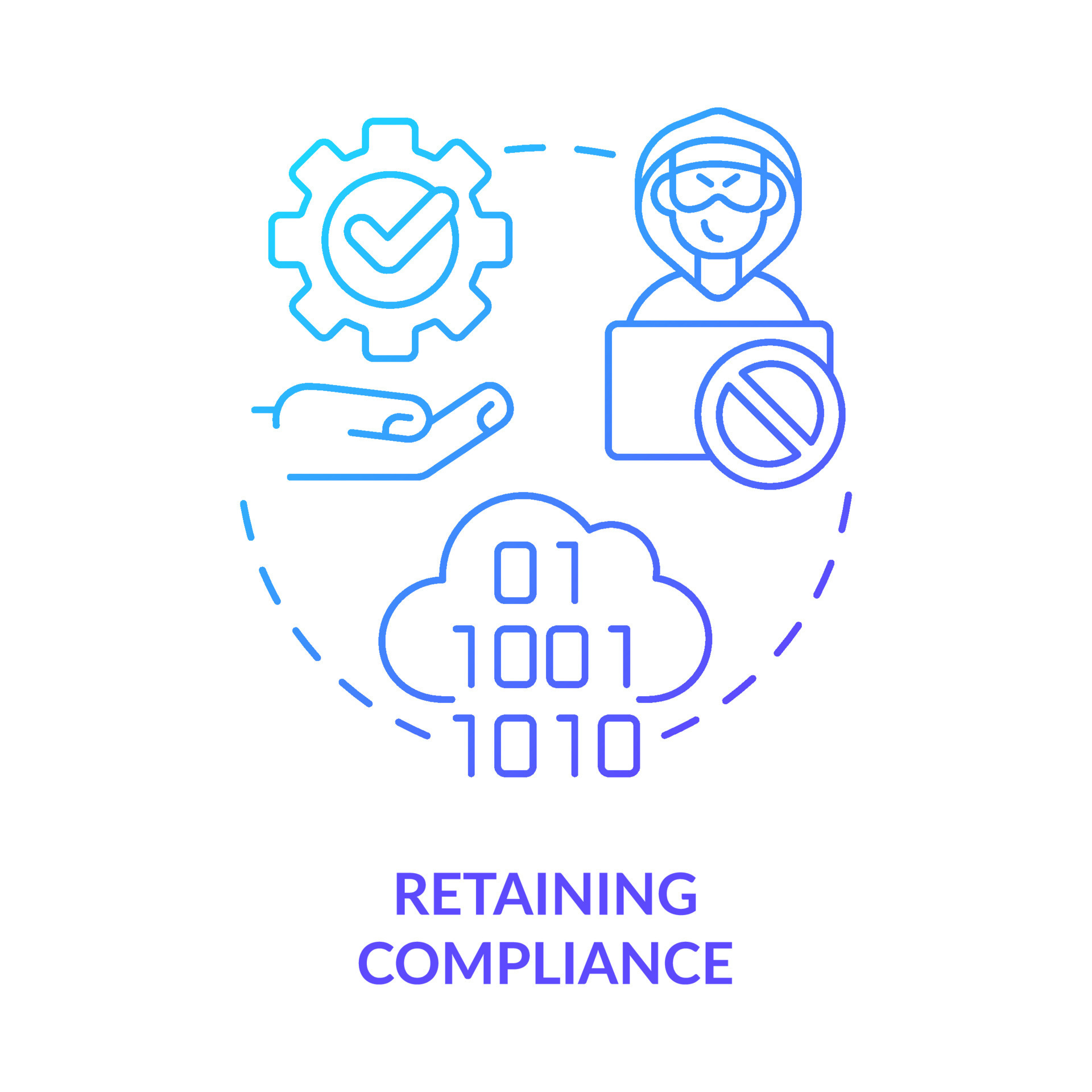 Retaining compliance blue gradient concept icon. Provide data privacy. Cyber safety. Avoid ...