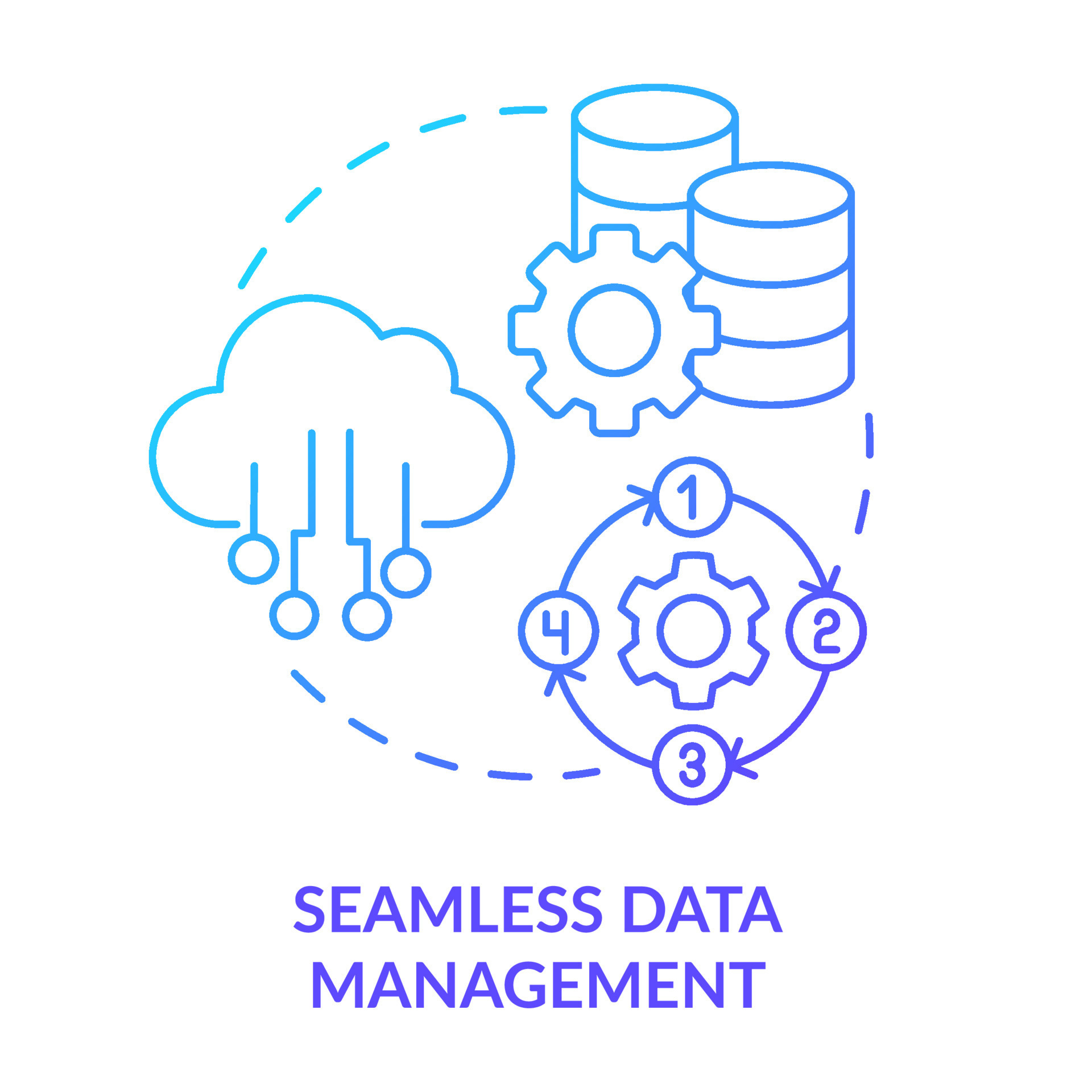 Seamless Data Management Blue Gradient Concept Icon Information