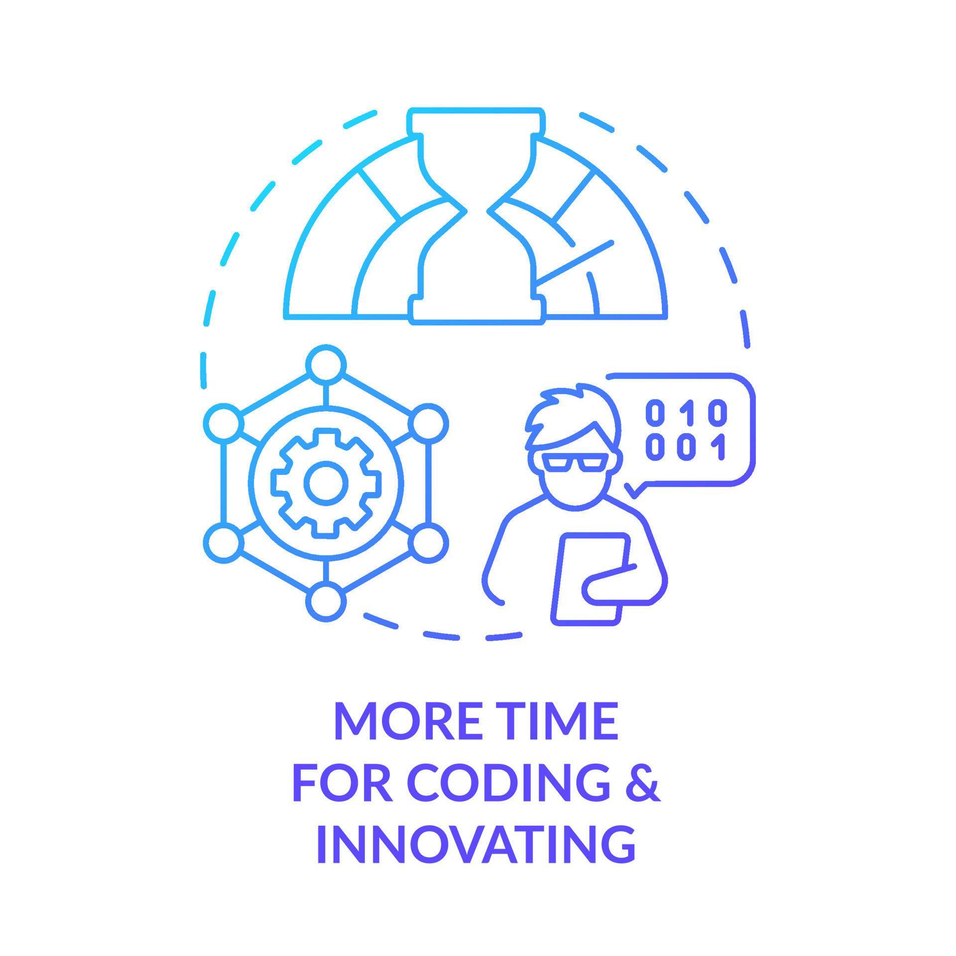 More Time For Coding And Innovation Blue Gradient Concept Icon