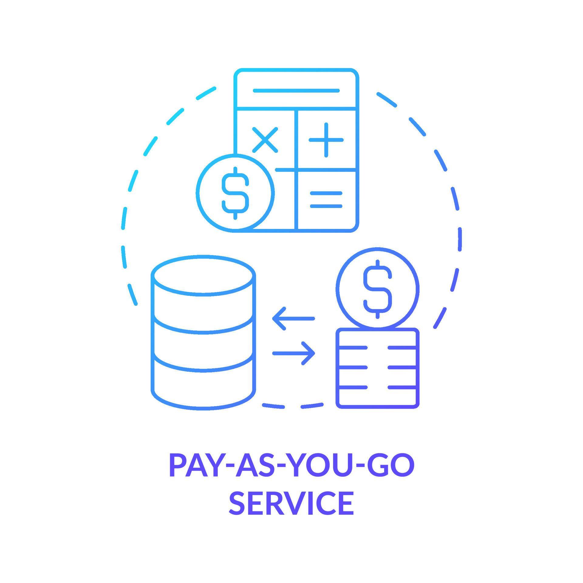 Pay as you go service blue gradient concept icon. Data storage ... Pay as you go service blue gradient concept icon. Data storage ...